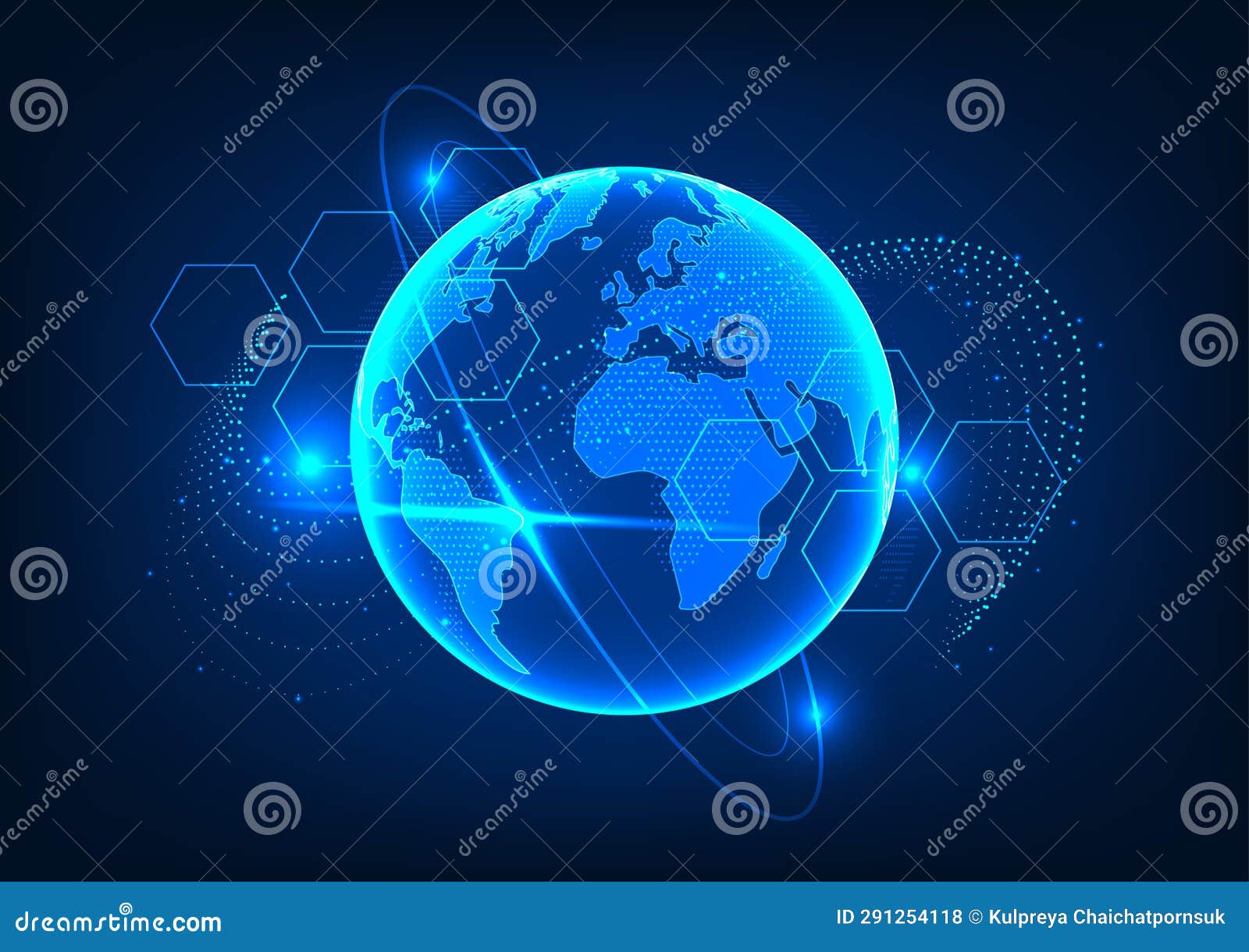 World Technology. a Globe with Line Elements Surrounding it Stock ...