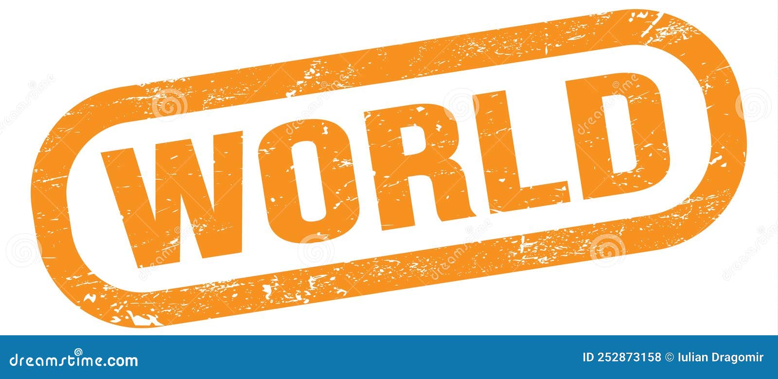 WORLD, Text on Orange Rectangle Stamp Sign Stock Illustration ...