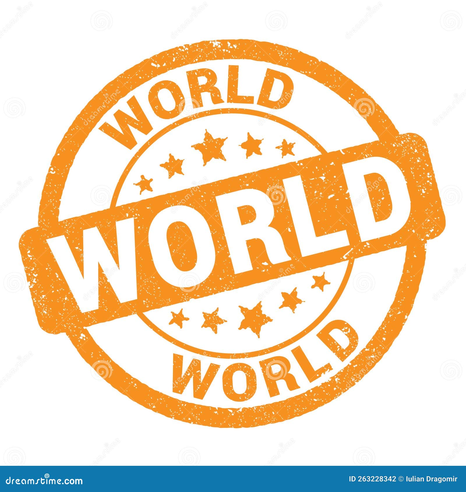 WORLD Text Written on Orange Stamp Sign Stock Illustration ...