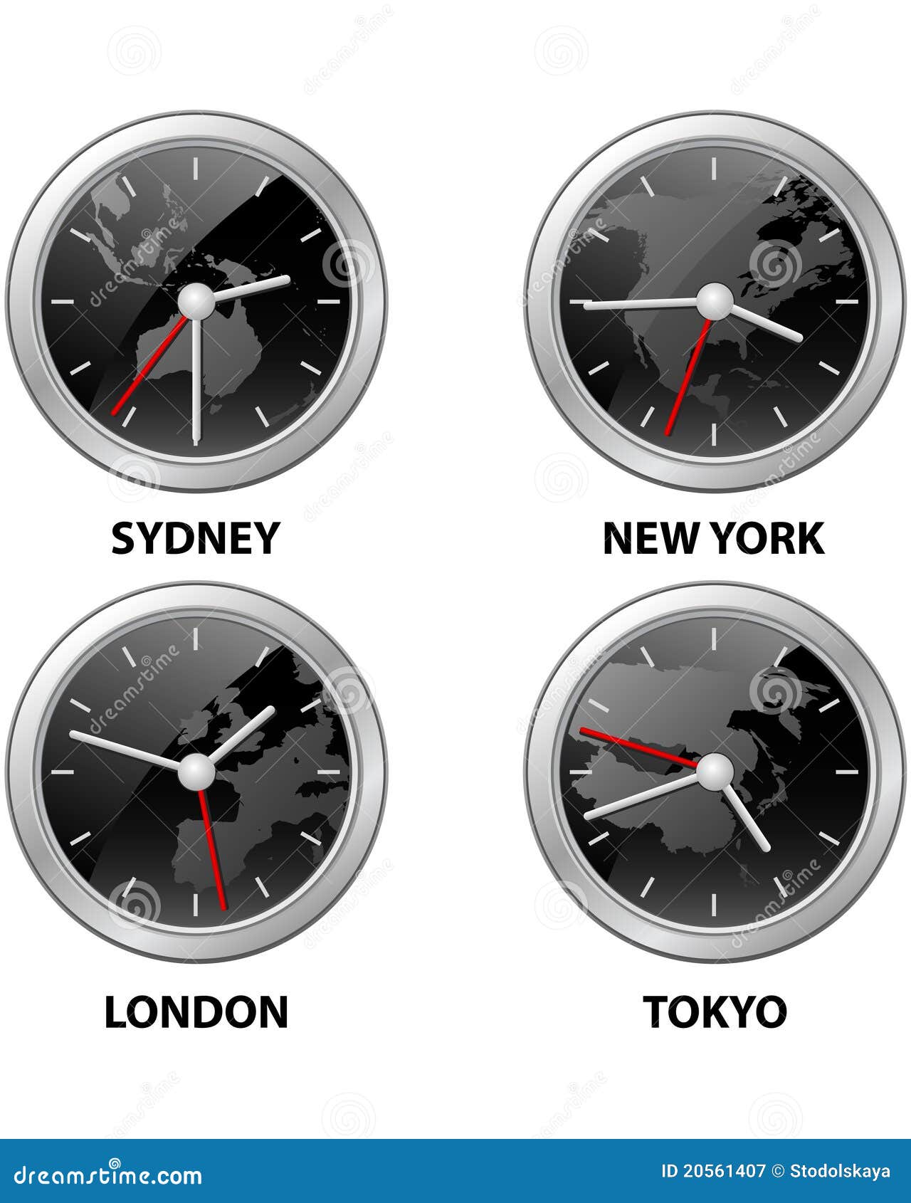 World Time stock vector. Illustration of office, wall - 20561407