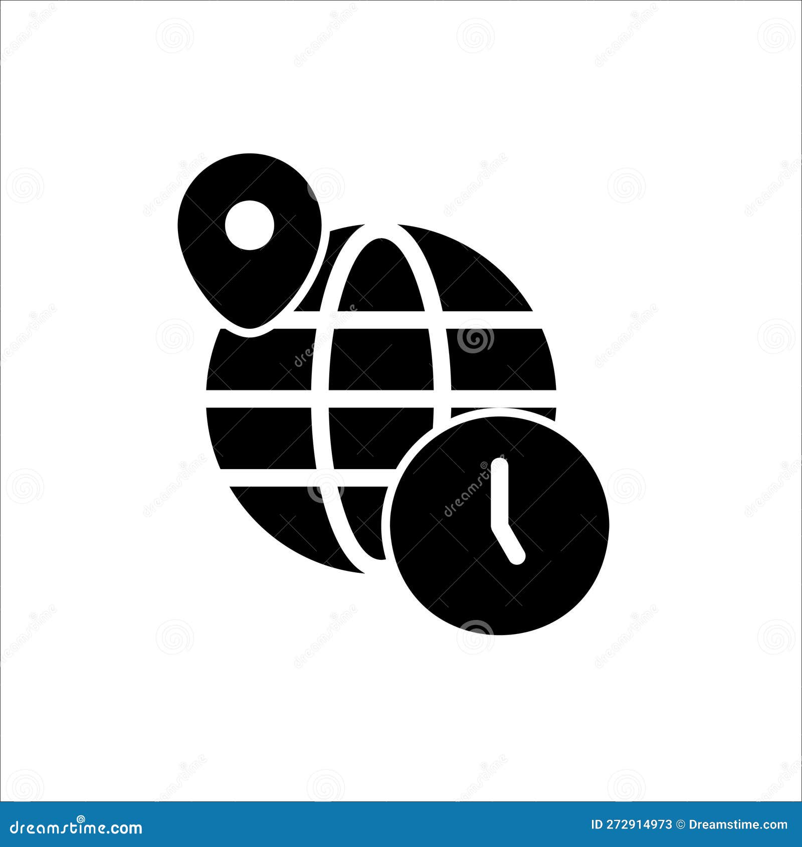 World Time Icon To View Time Zones with Globe, Clock and Location Pin ...