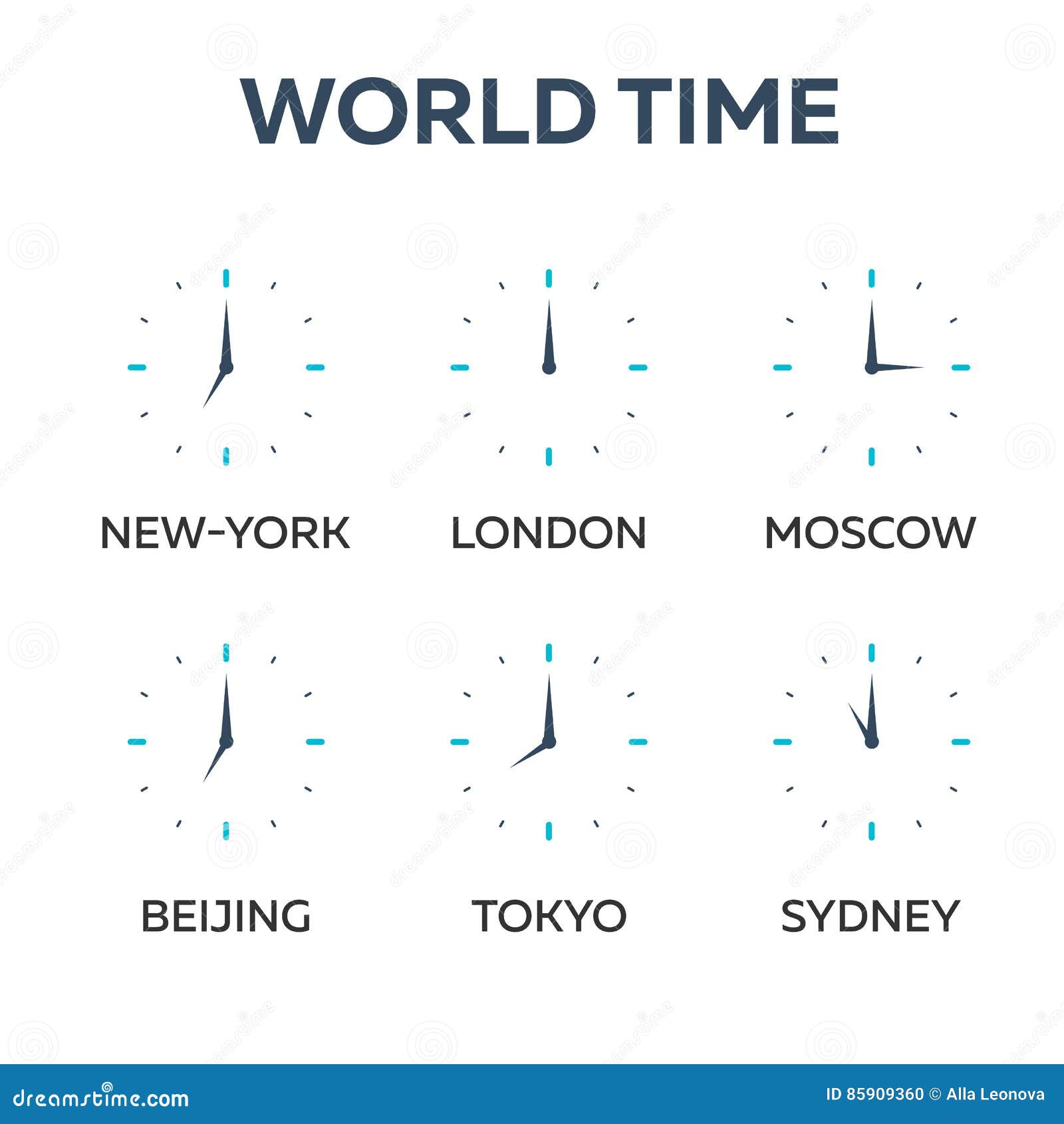 World Time. Watch. Time Zones. Vector Flat Illustration. Stock ...