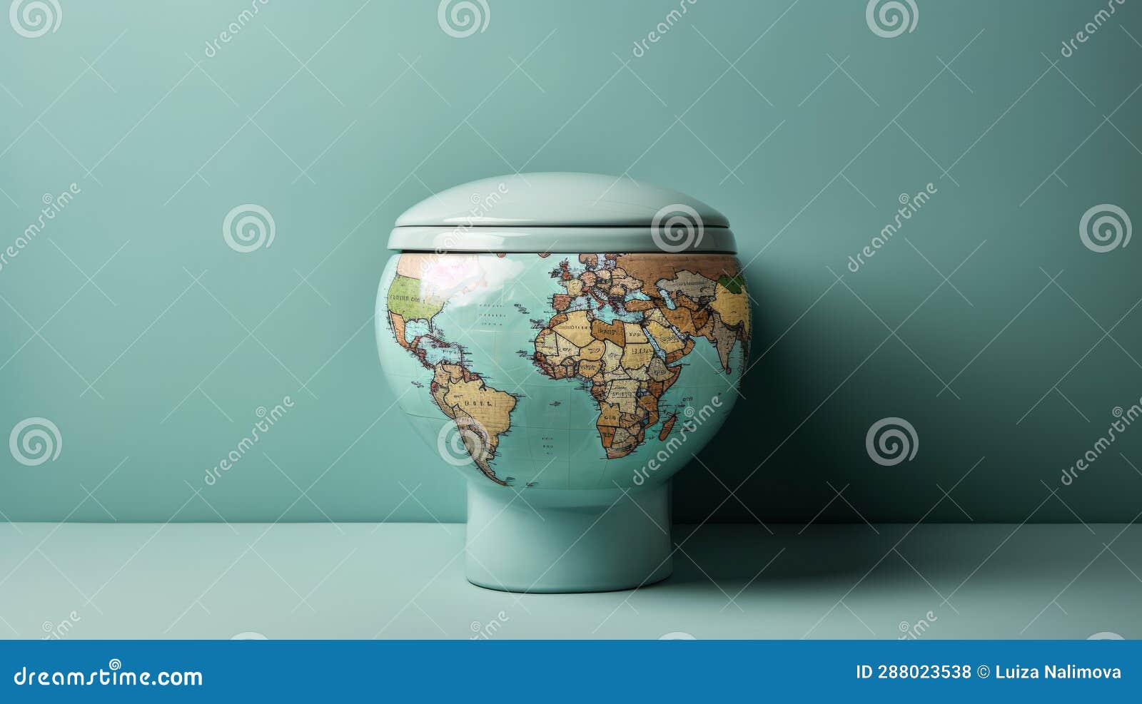 World Toilet Day Background, Copy Space. Blue Toilet Bowl with a World ...