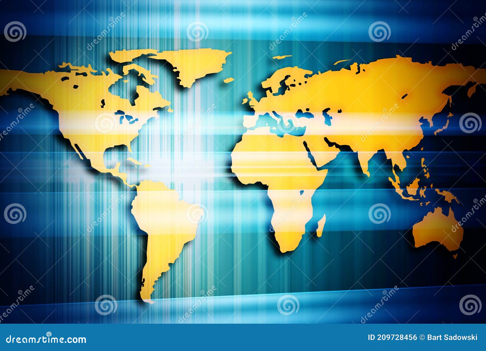 Abstract World Map Background with Glowing Horizontal Lines Stock Photo ...