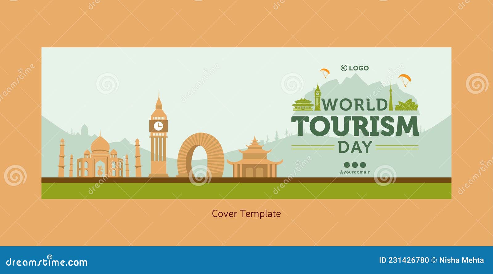 World Tourism Day Cover Page Design Vector Illustration | CartoonDealer ...