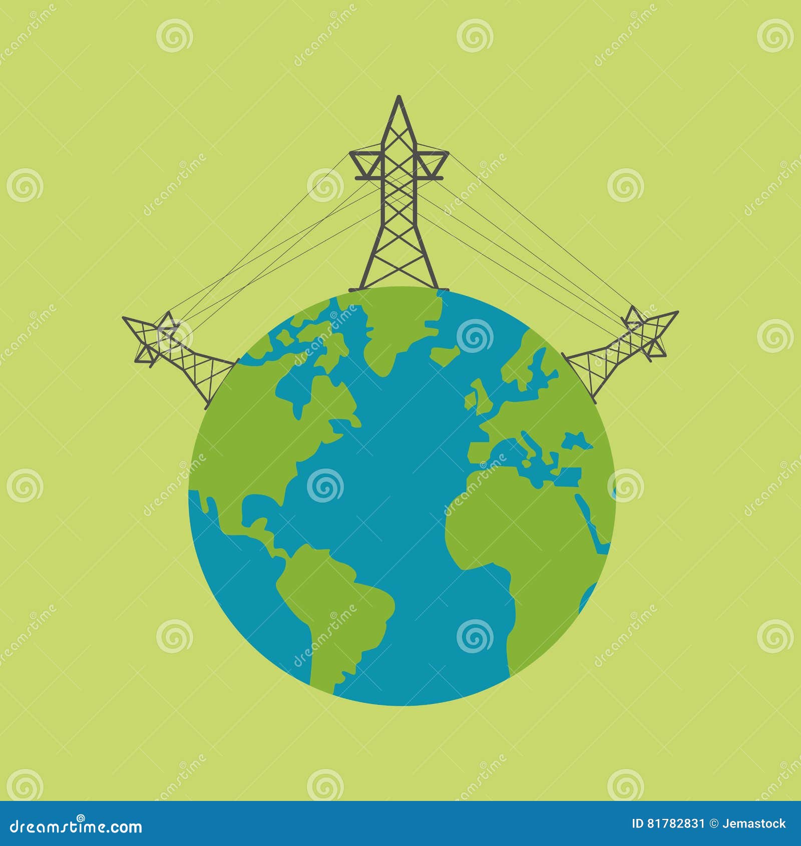 World Tower Electricity Current Stock Vector - Illustration of ...