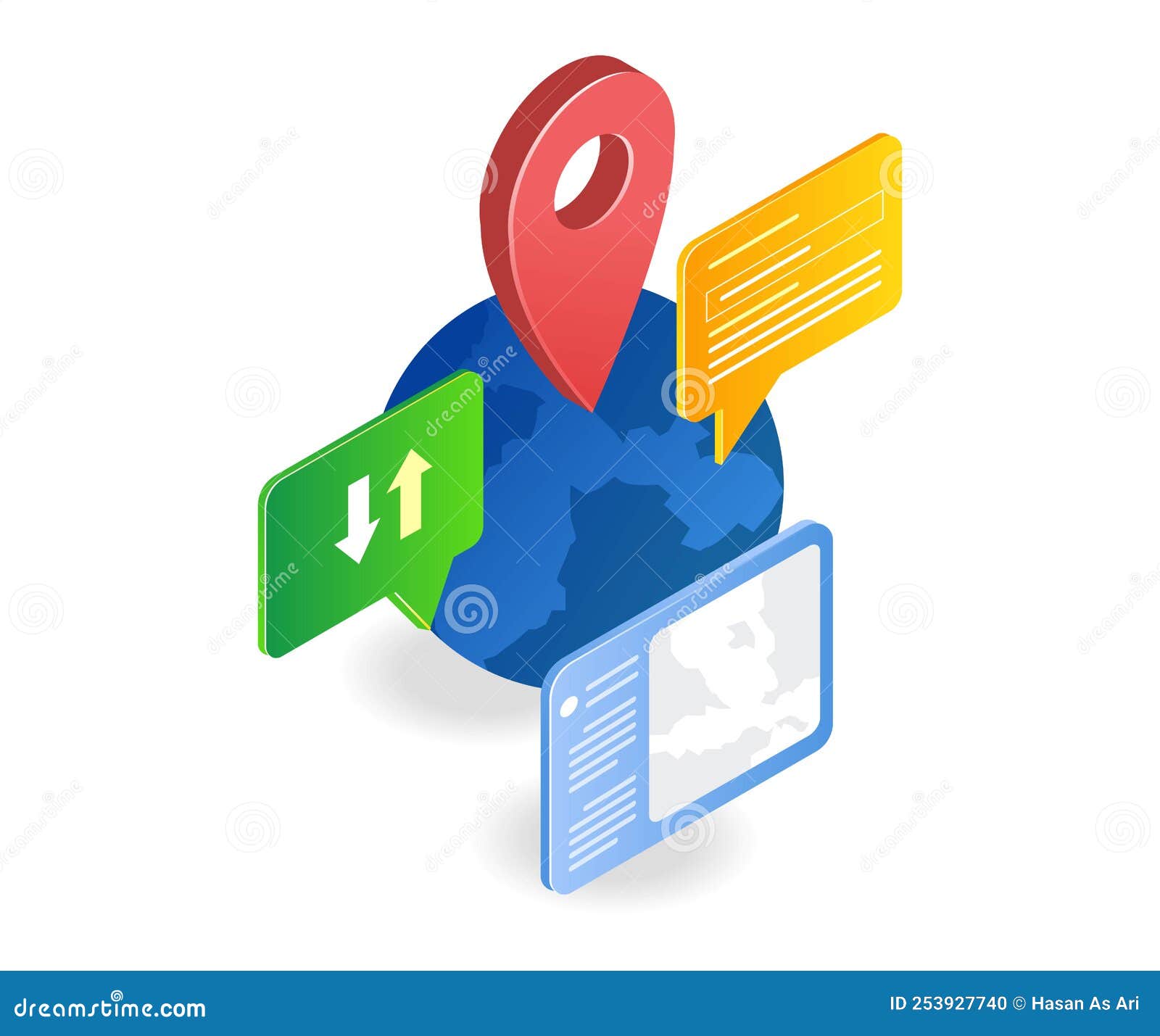 World Transaction Location Map in Flat Isometric Illustration Design ...