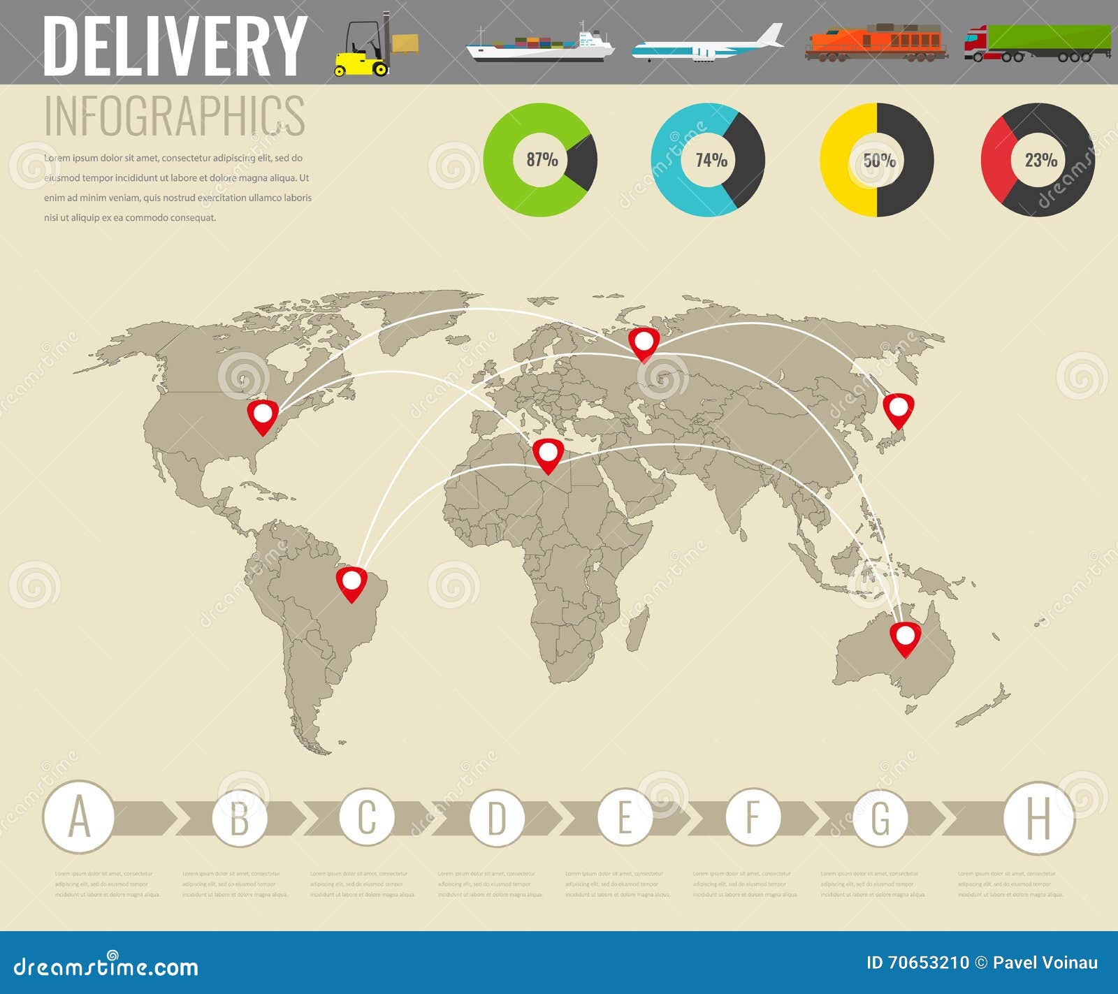World Transportation And Logistics With Earth Glob Vector Illustration ...