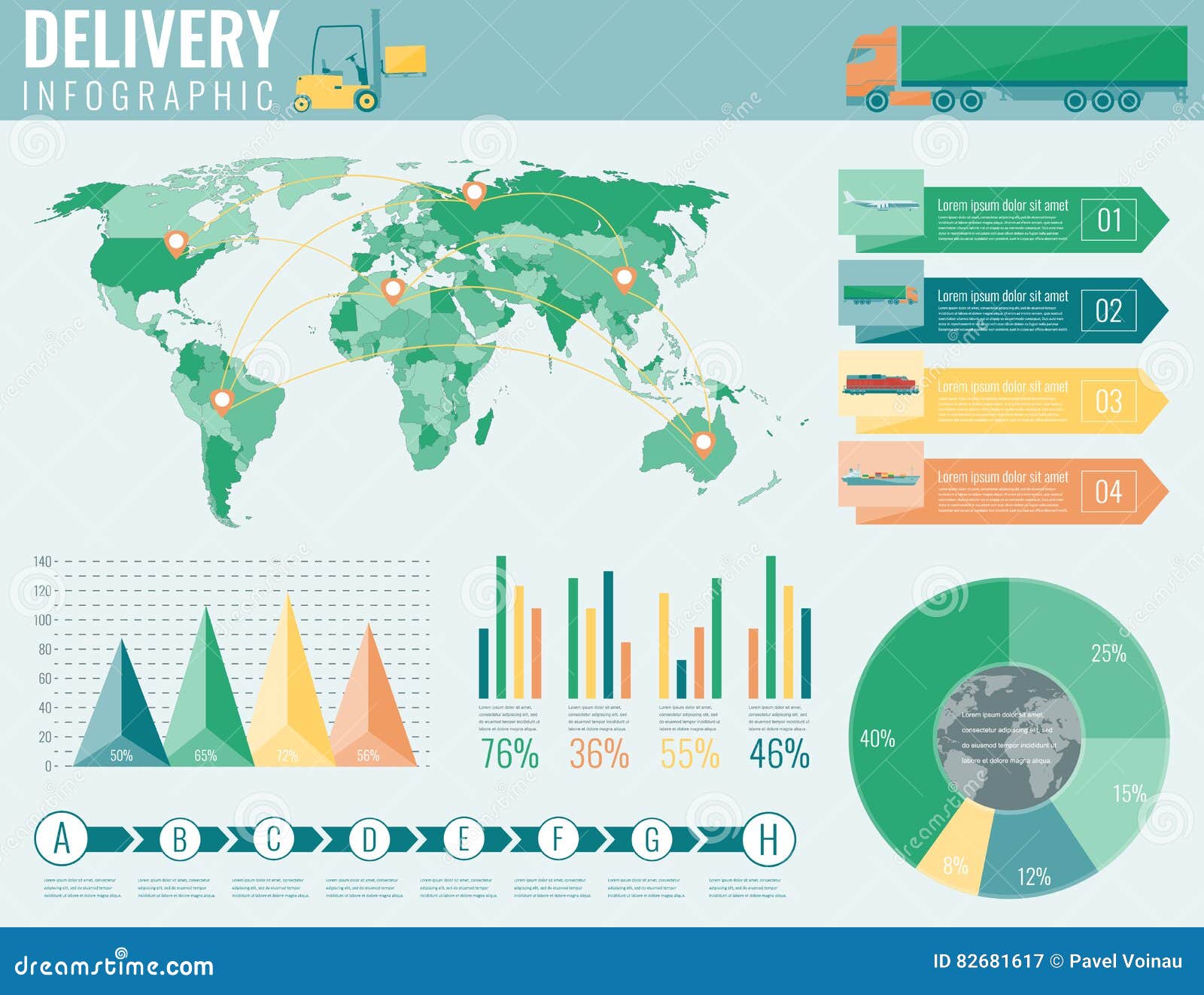 World Transportation and Logistics. Delivery and Shipping Infographic ...