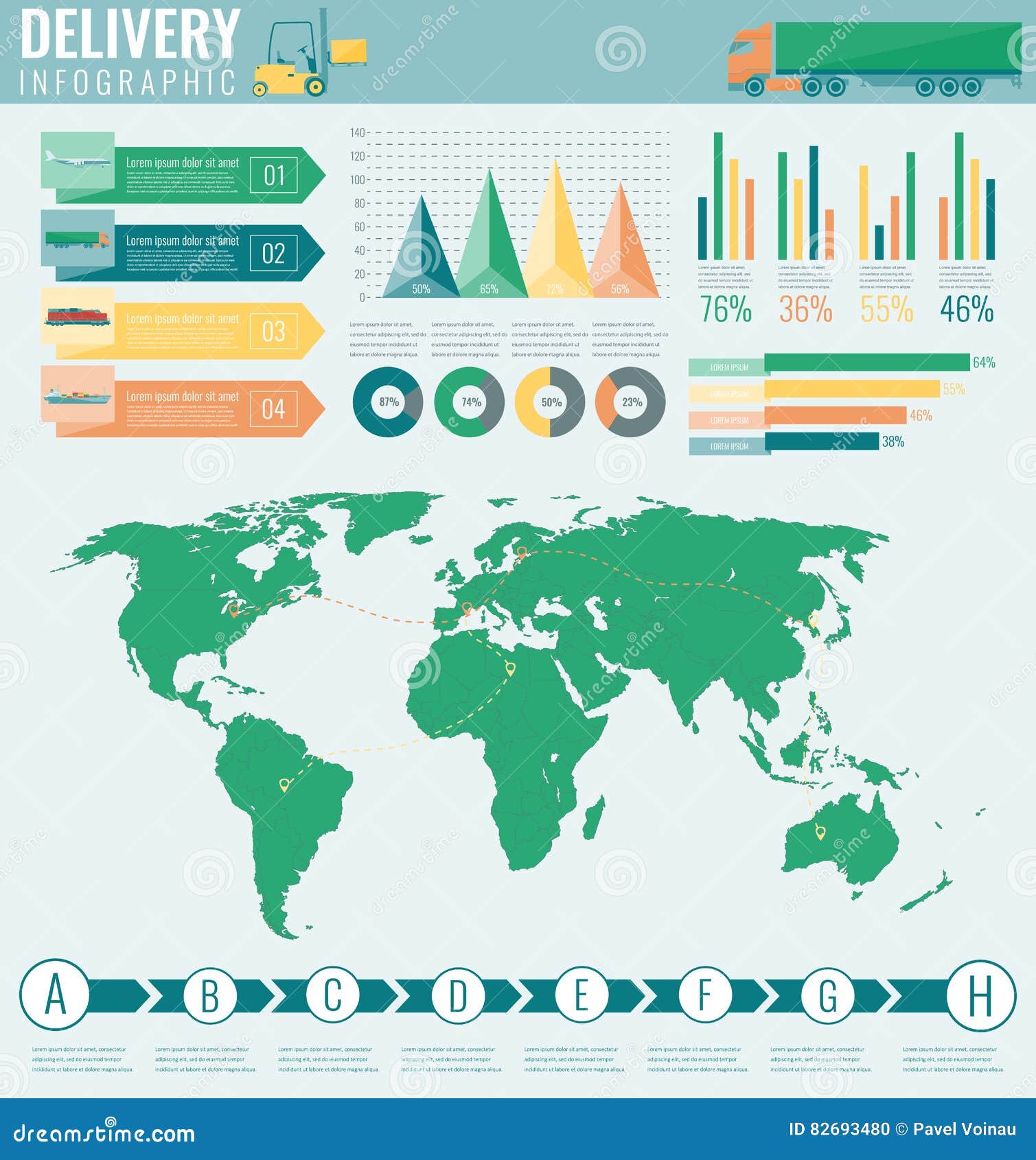 World Transportation and Logistics. Delivery and Shipping Infographic ...