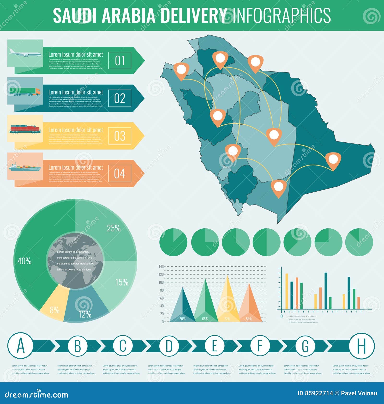 World Transportation and Logistics. Delivery and Shipping Infographic ...