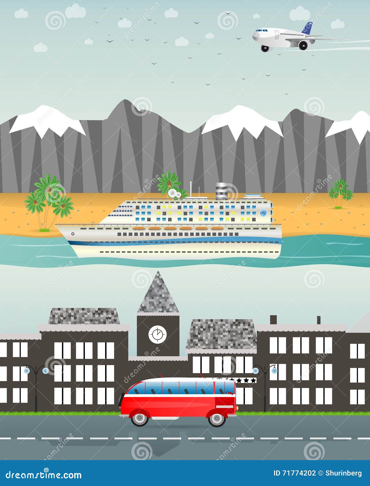 World Travel on Different Modes of Transport Stock Vector ...