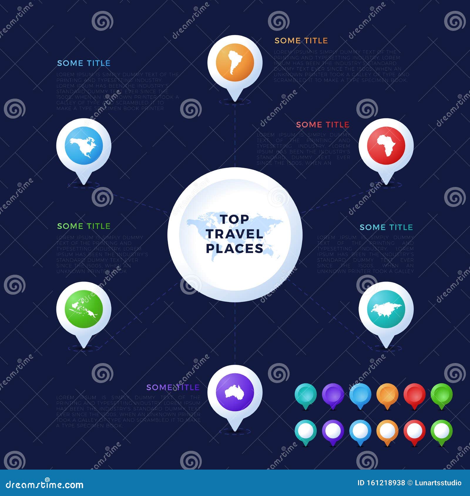 World Travel Map Infographic Template, Color Icons As Data ...