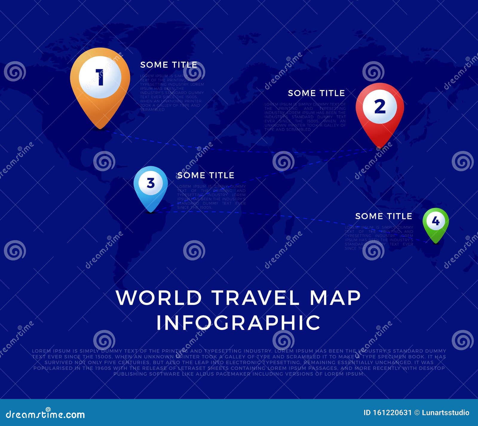 World Travel Map Infographic Template, Color Icons As Data ...