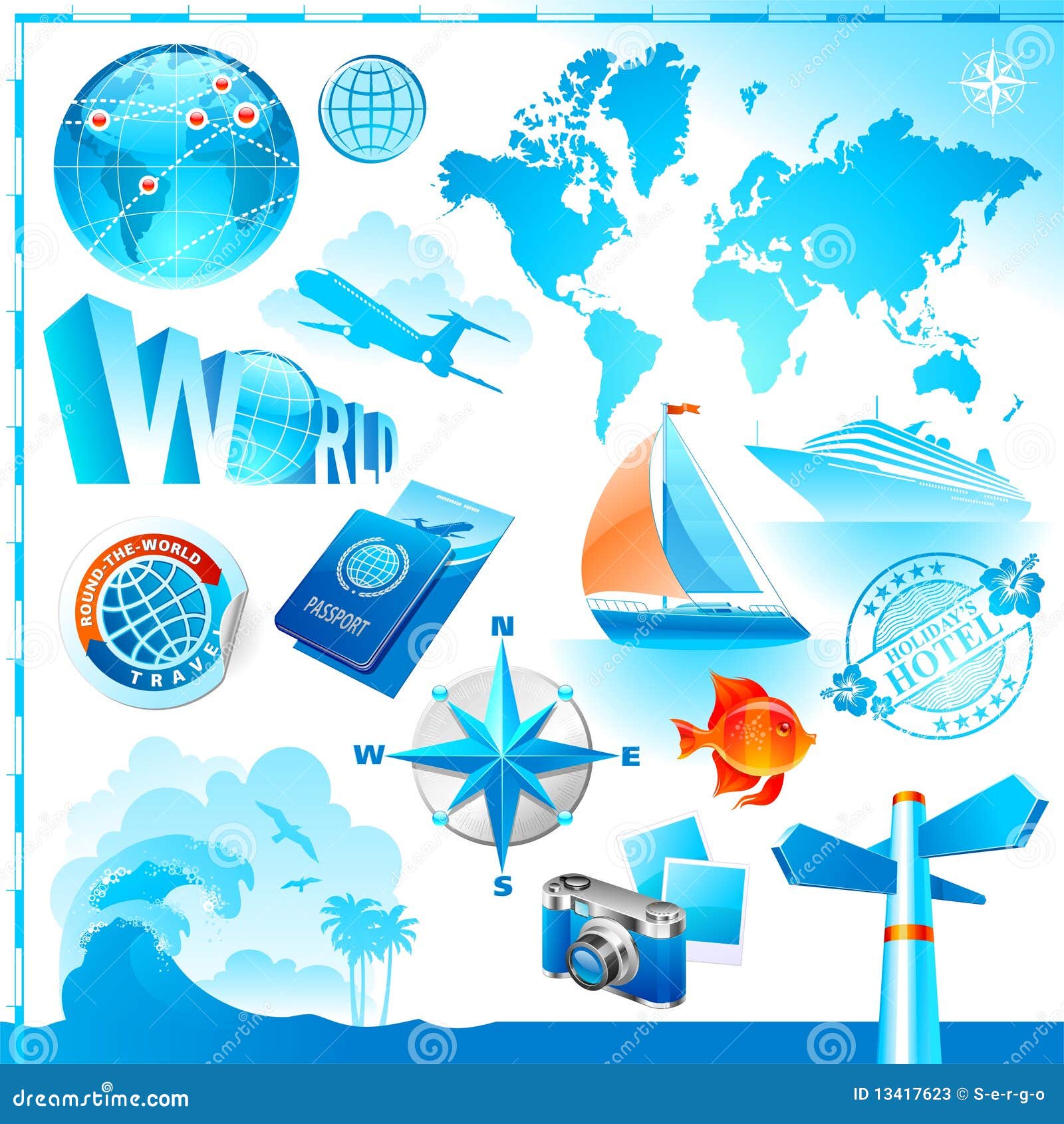 World & Travel Vector Set Stock Vector - Illustration of world, holiday ...