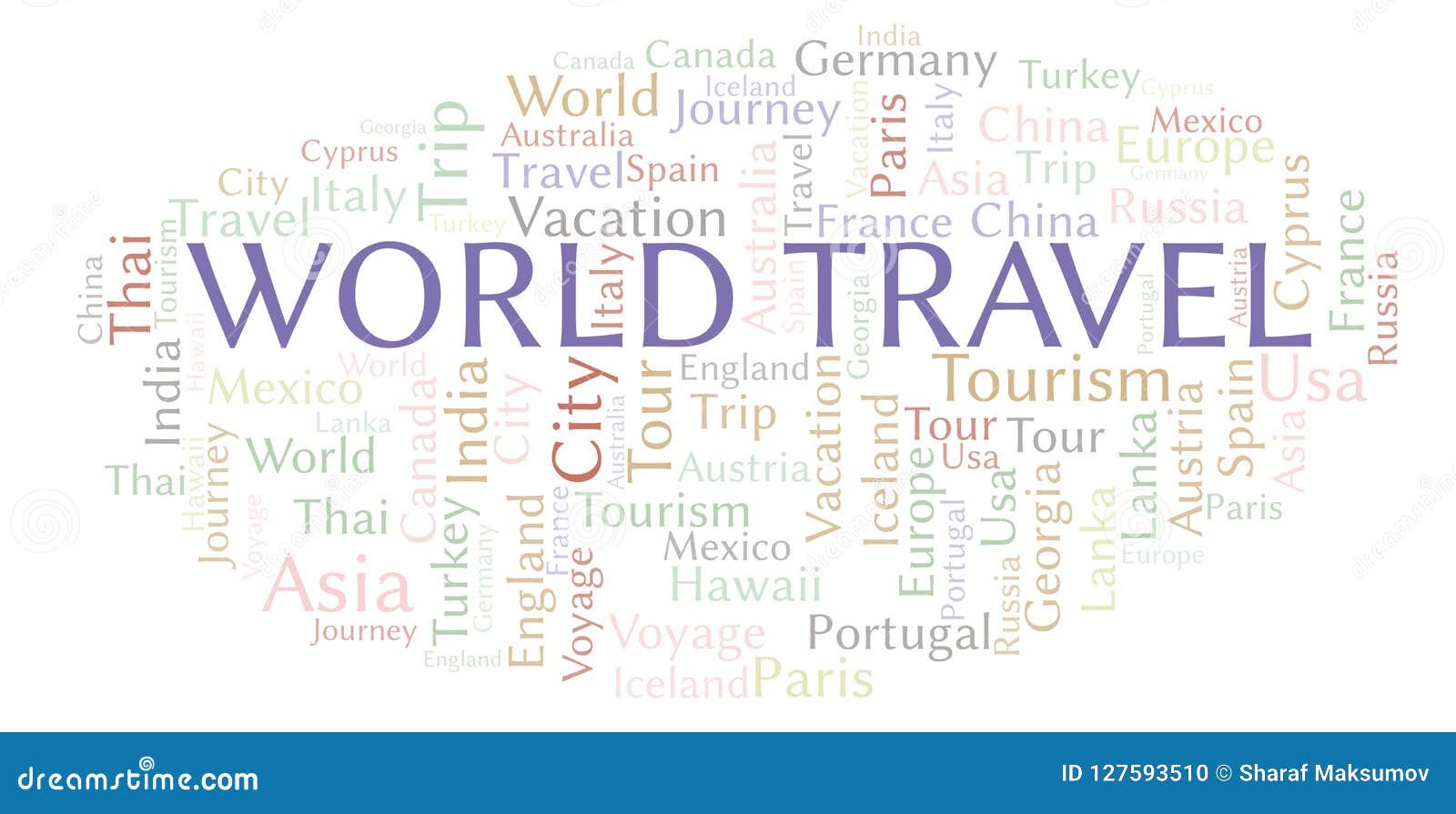 World Travel word cloud. stock illustration. Illustration of typography ...