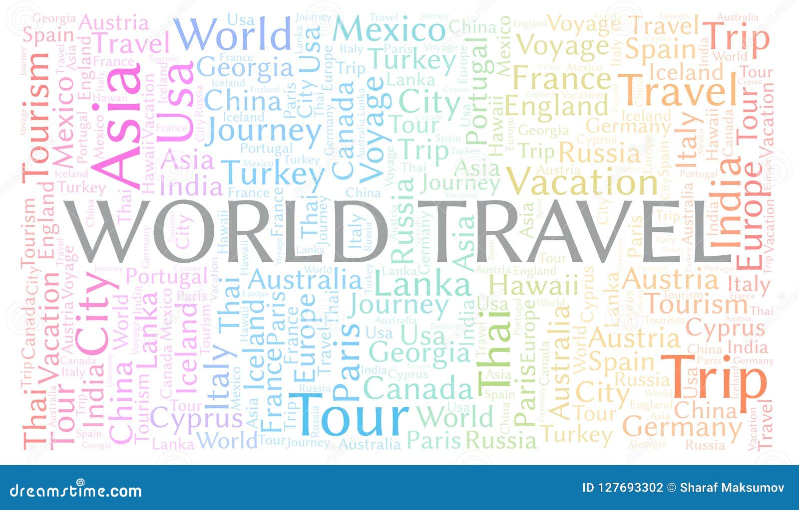 World Travel word cloud. stock illustration. Illustration of print ...