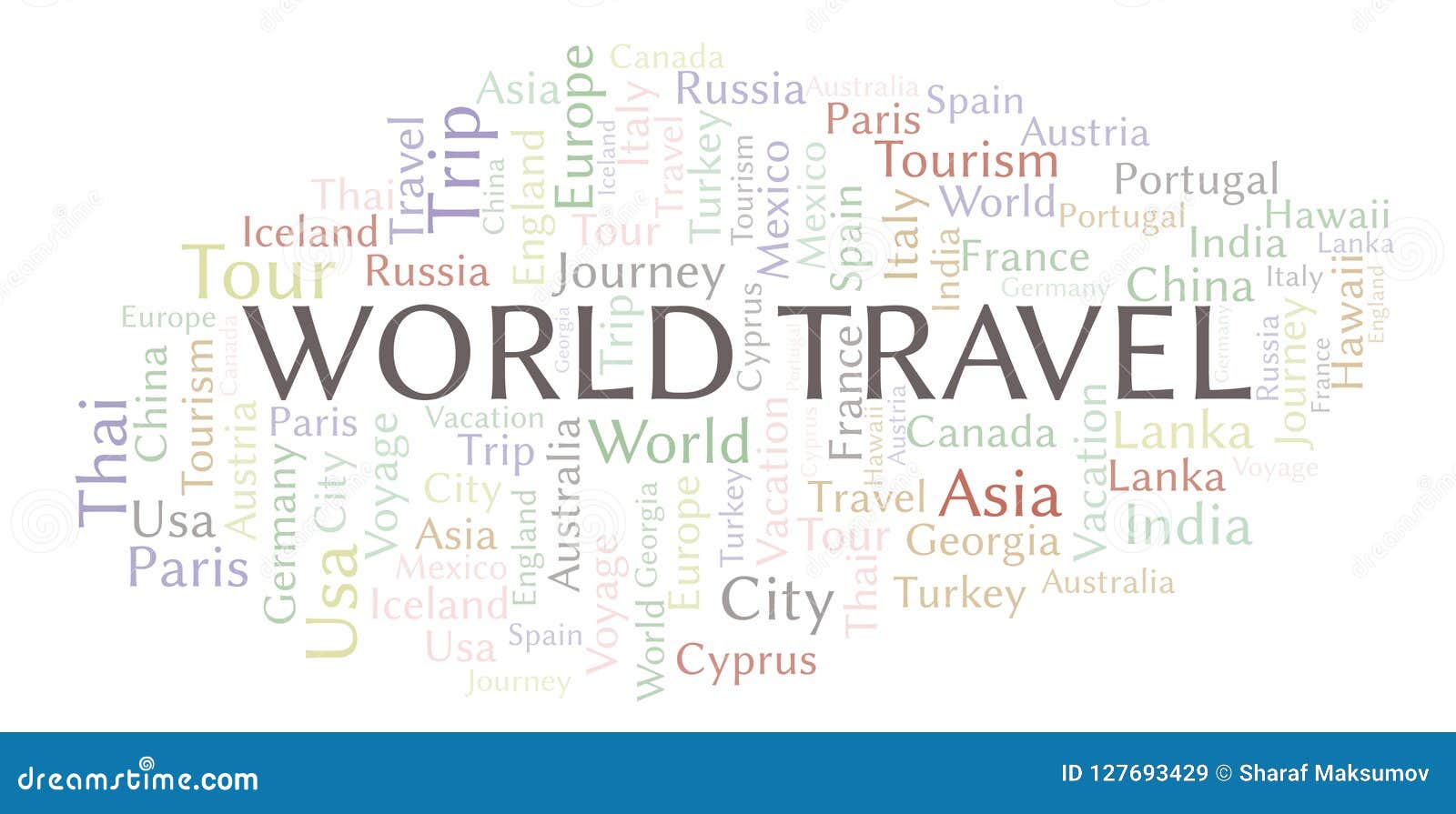 World Travel word cloud. stock illustration. Illustration of rendering ...