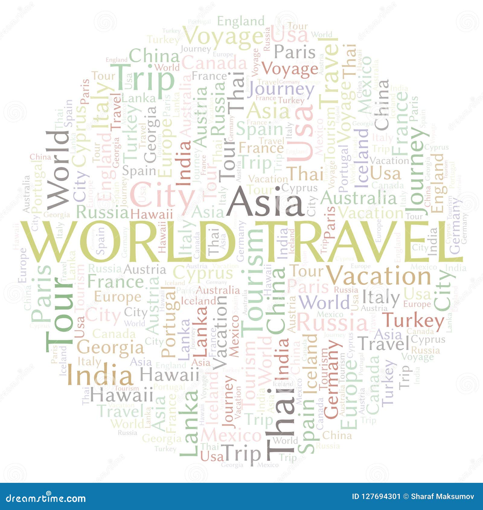 World Travel word cloud. stock illustration. Illustration of trip ...