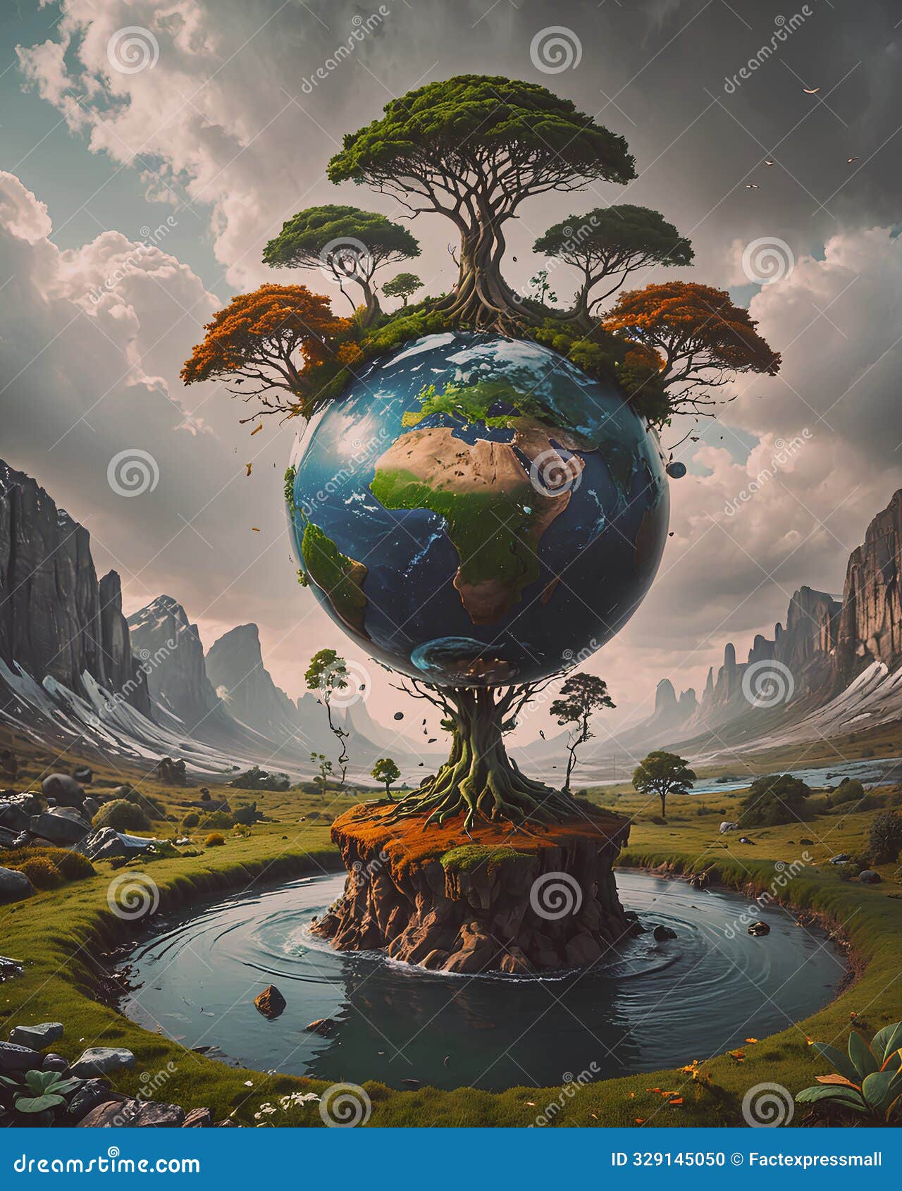 A World with a Tree on the Top of it Stock Illustration - Illustration ...