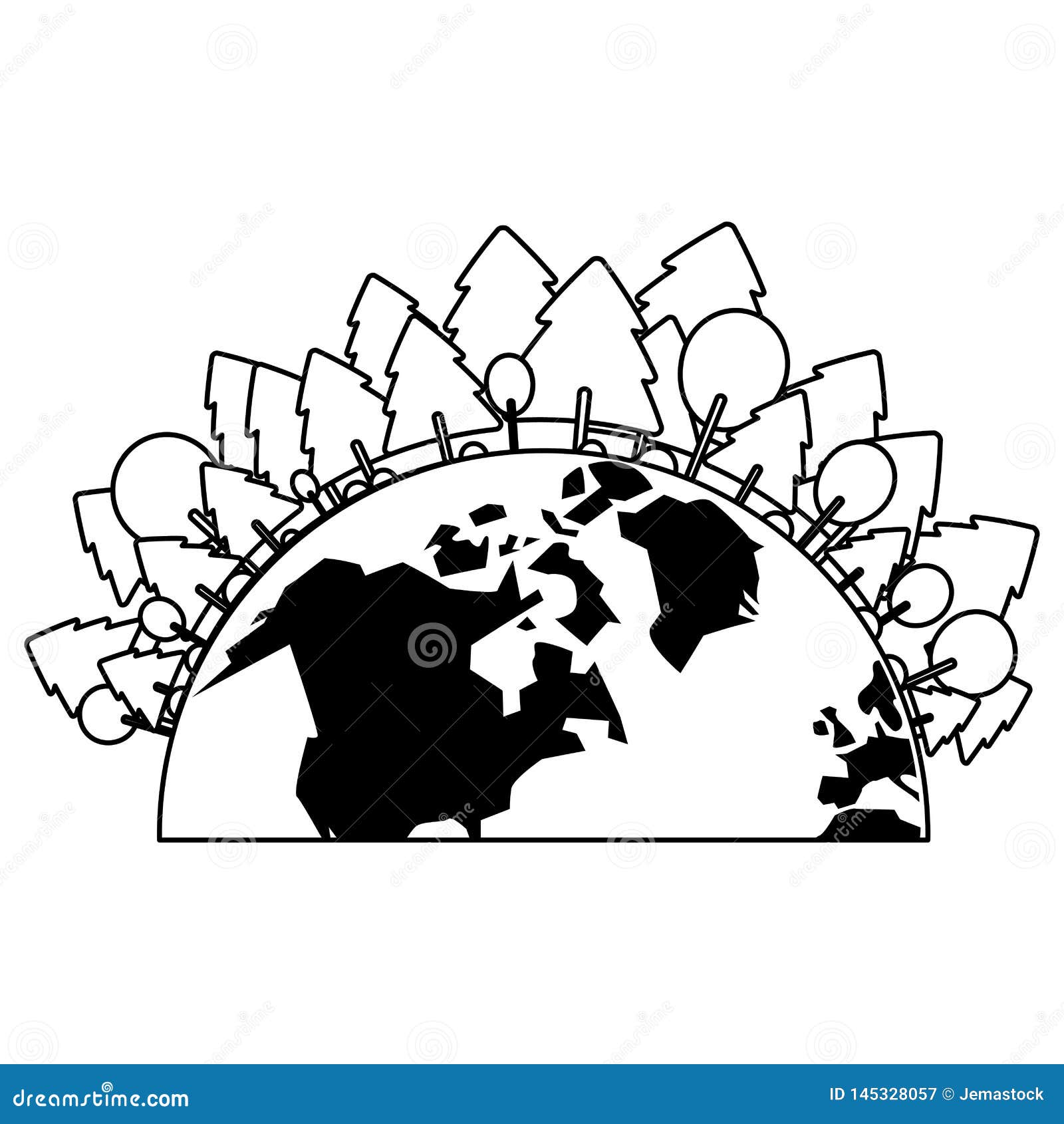 World with Trees Forest Cartoon Stock Vector - Illustration of grass ...
