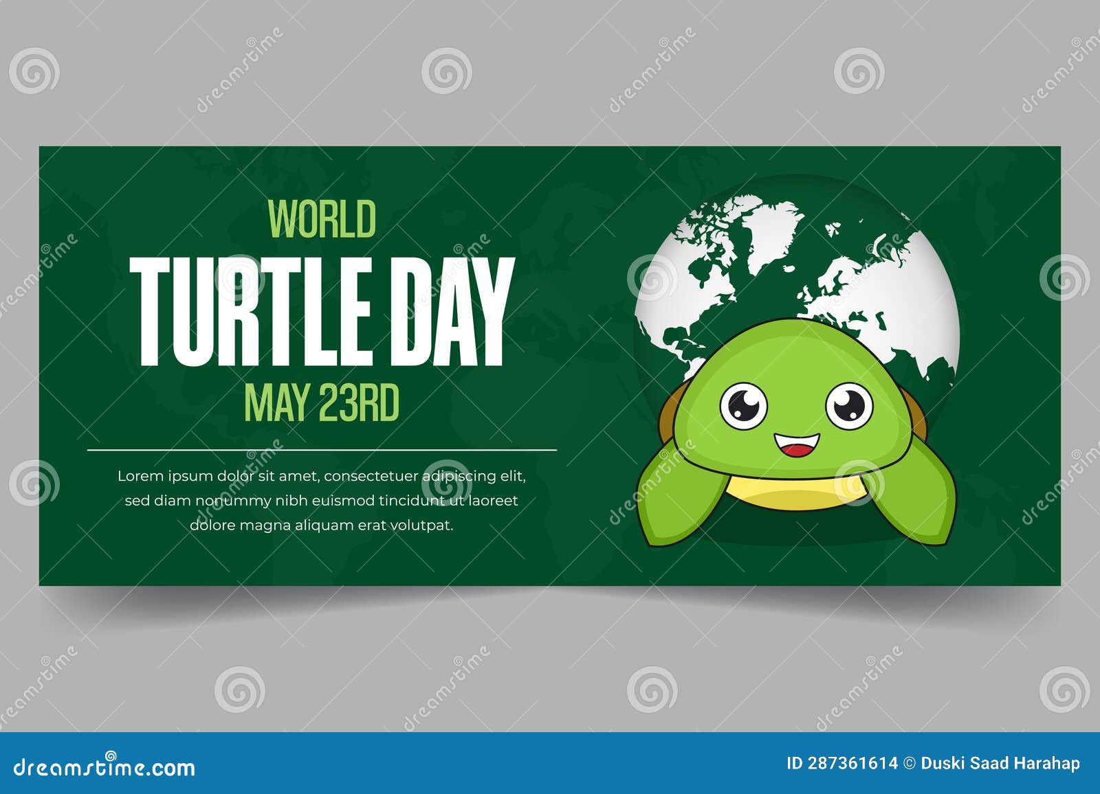 World Turtle Day May 23rd Banner Design With Turtle And Globe ...