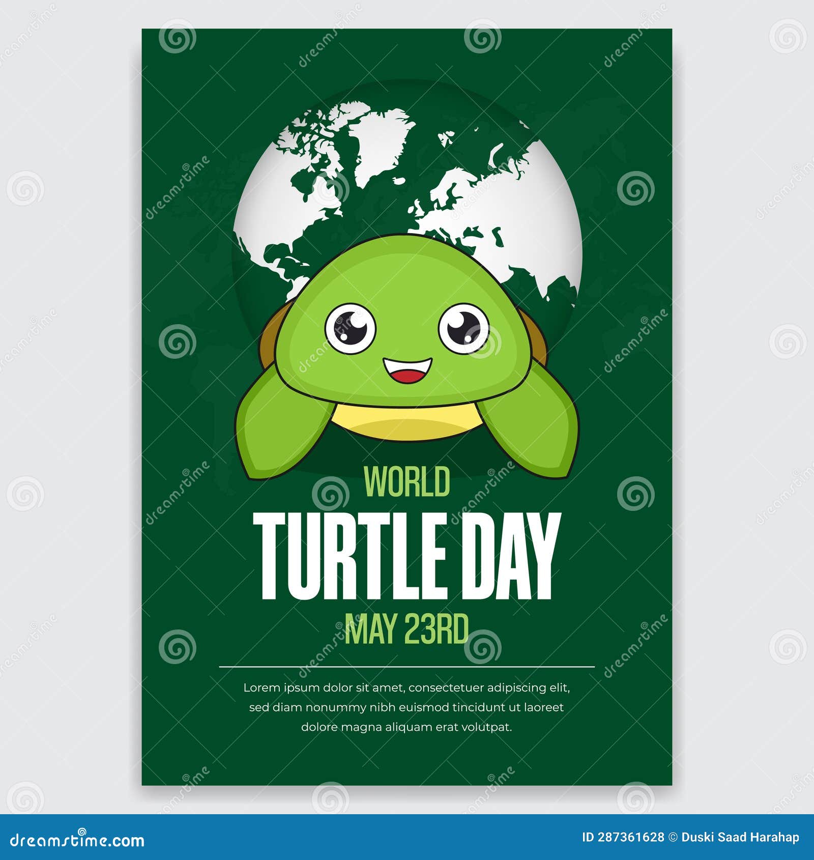 World Turtle Day May 23rd Poster Design With Turtle And Globe ...