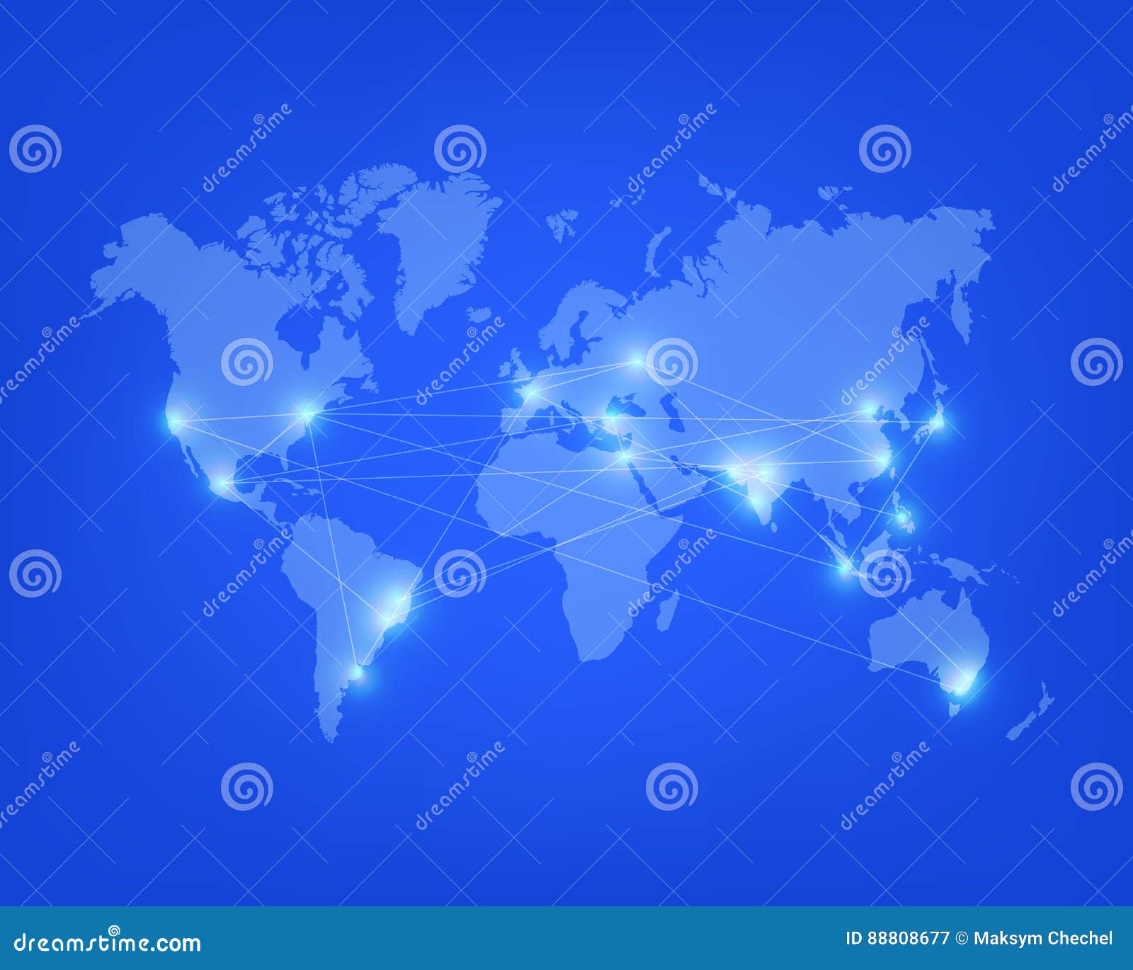 World Vector Map with Connetcions. Web Connection Concept Stock Vector ...