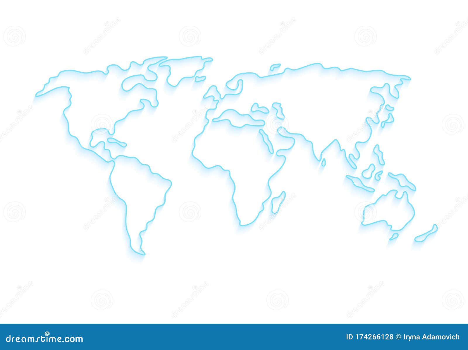 World Map Outline In Blue Cartoon Vector | CartoonDealer.com #43061443