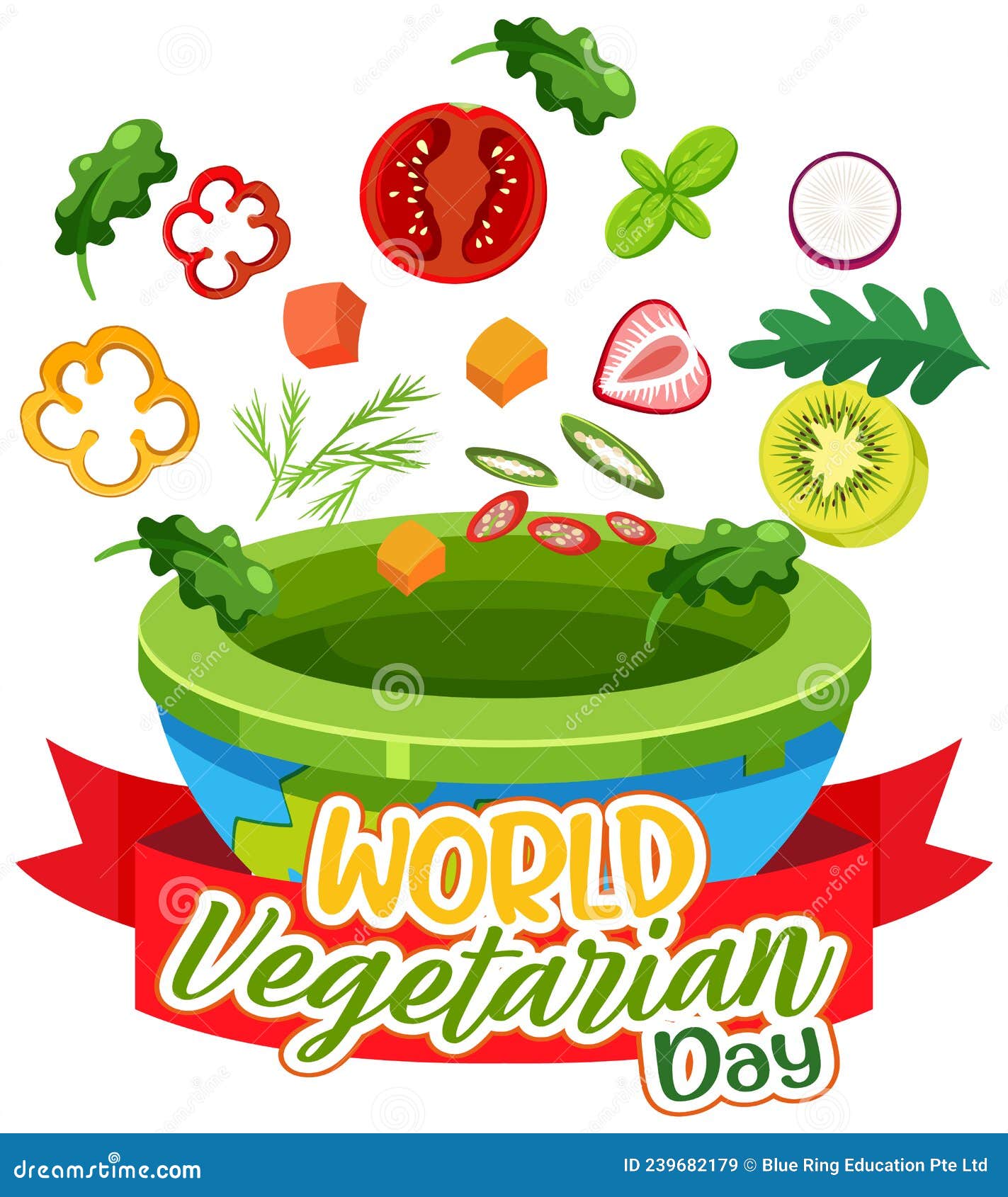 World Vegetarian Day Logo with Vegetable and Fruit Stock Vector ...