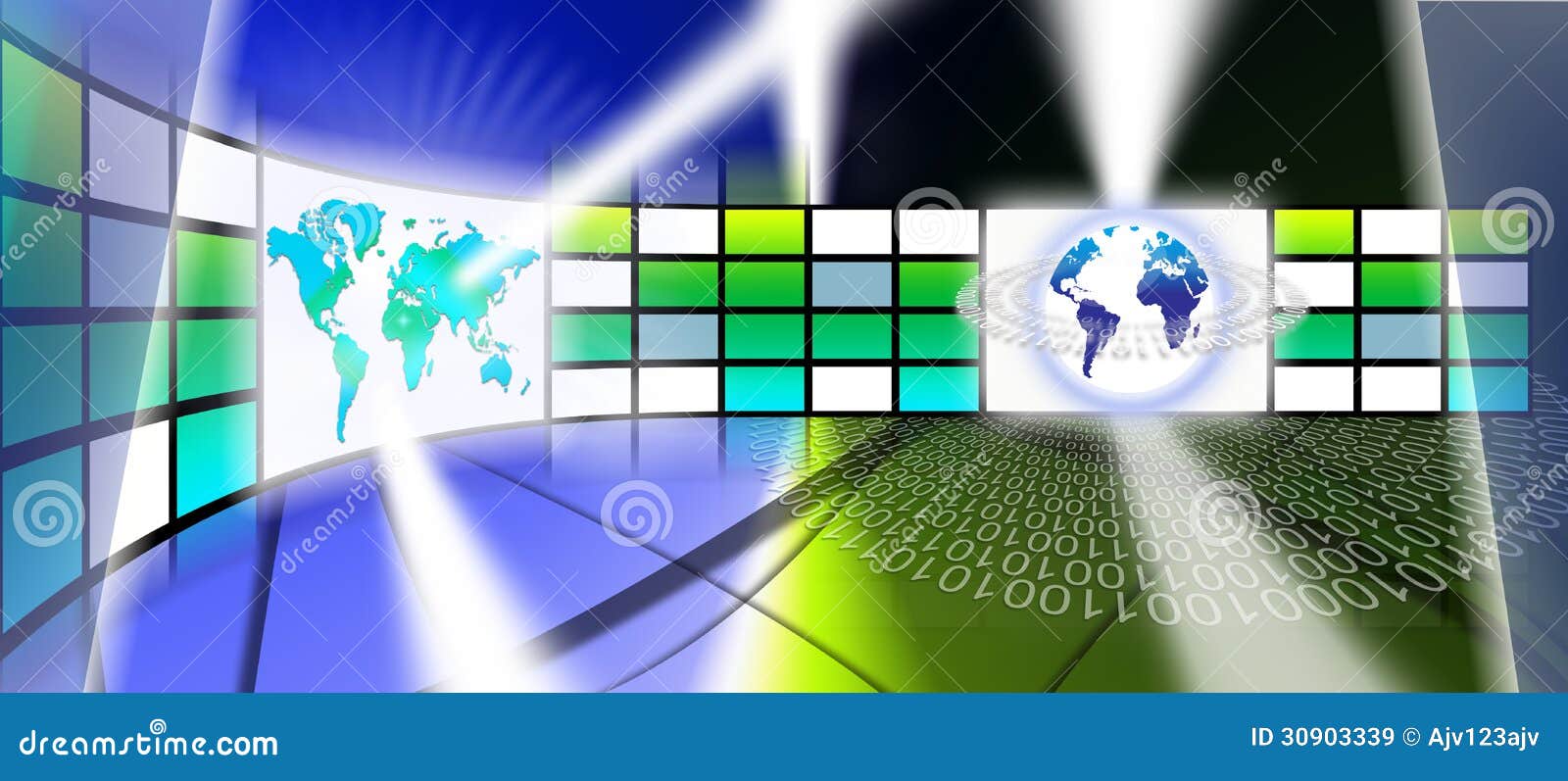 World Video Wall Technology Stock Illustration - Illustration of count ...