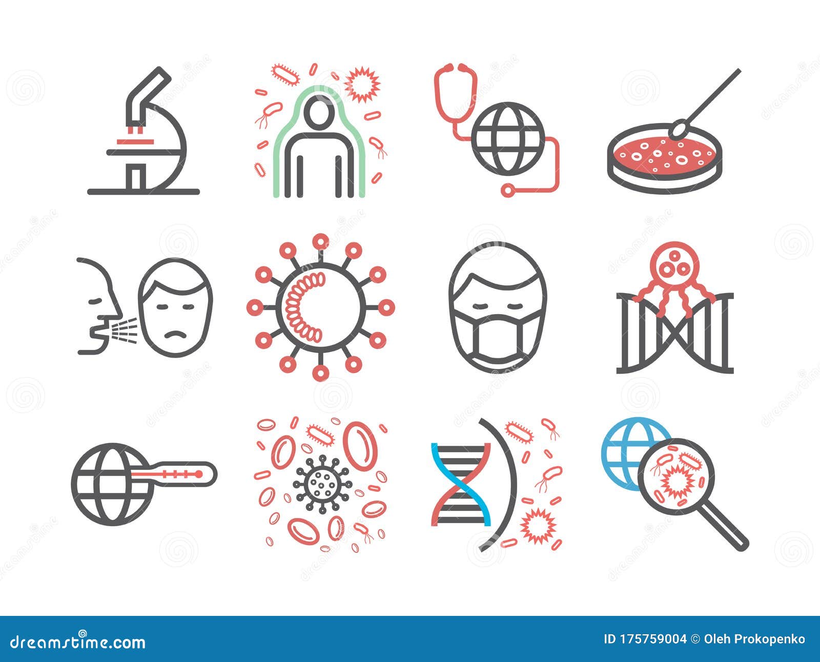 World Virus Line Icons. Symptoms Stock Vector - Illustration of ...
