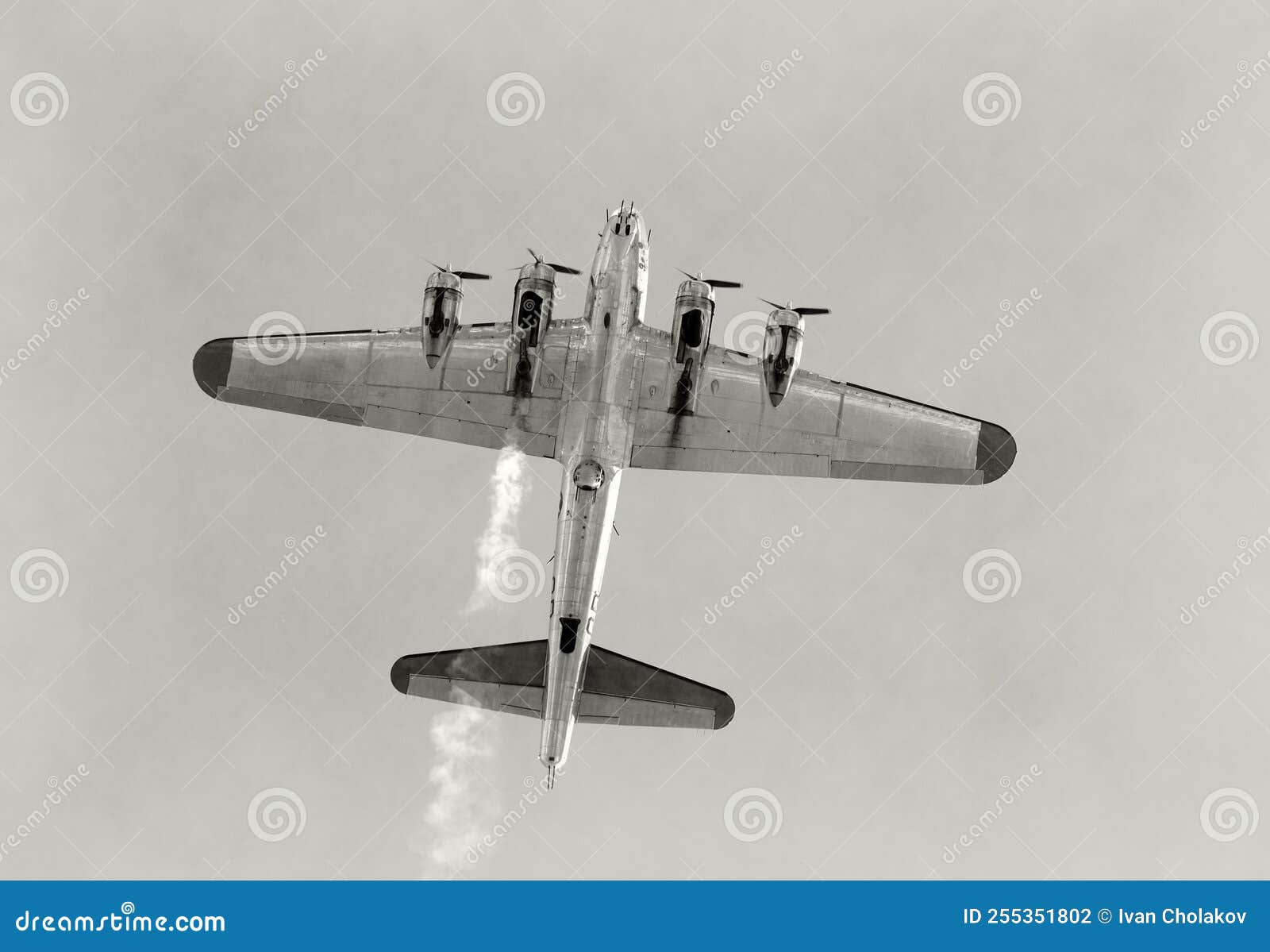 World War 2 Bomber in Flight Engine Fire Stock Photo - Image of midair ...