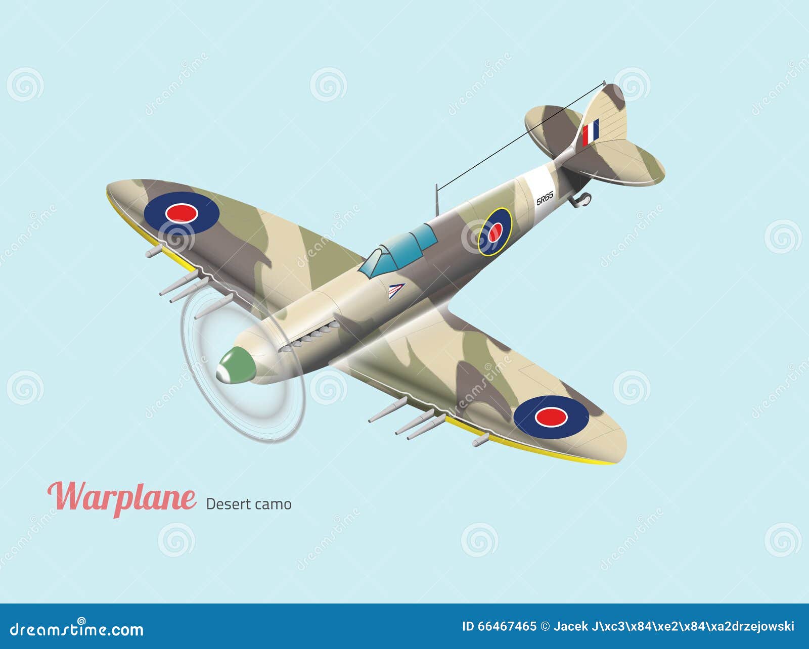 World War British Warplane Isometric Vector in Desert Camouflage Stock ...