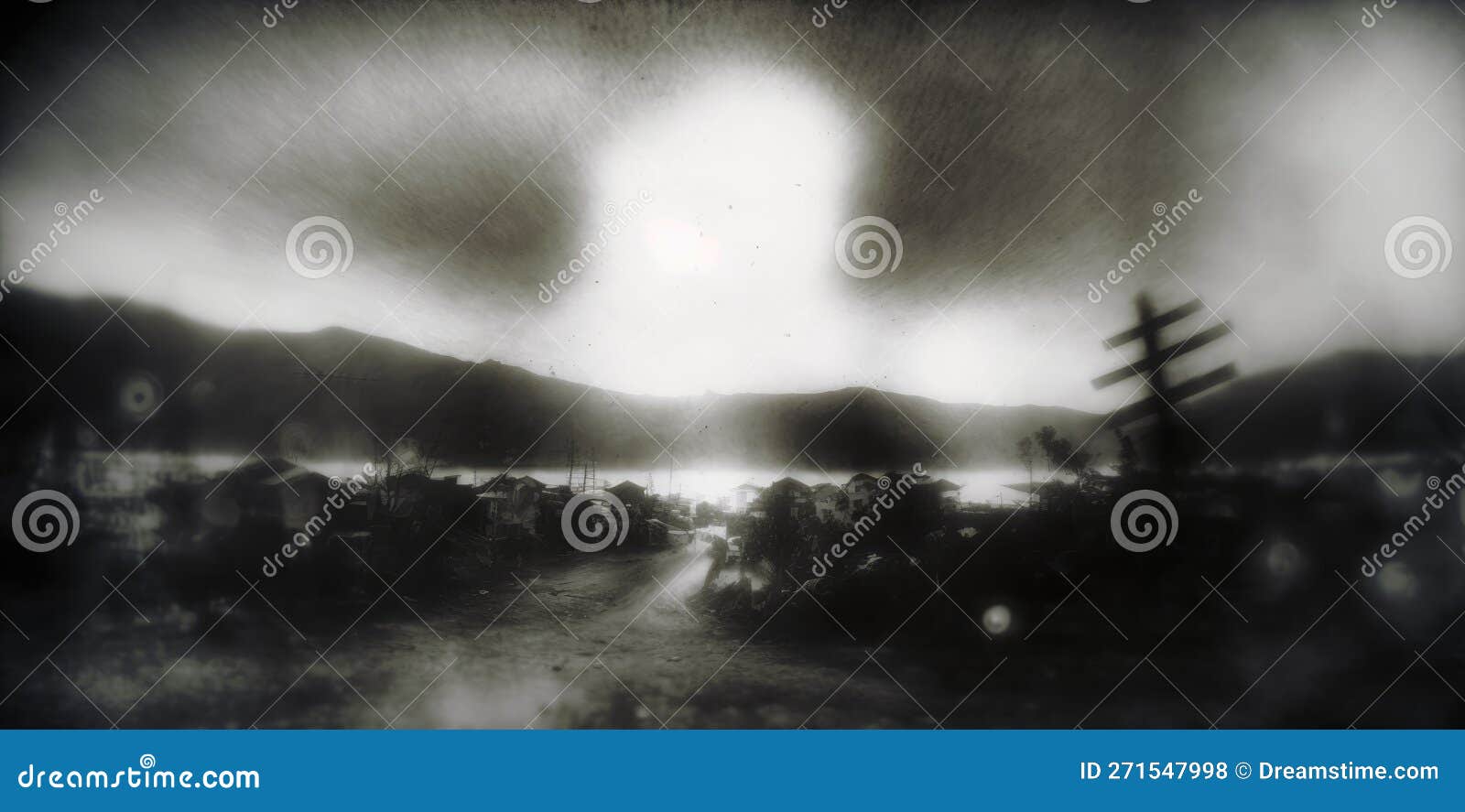 World War Huge Explosion, through a Pinhole Camera Stock Illustration ...