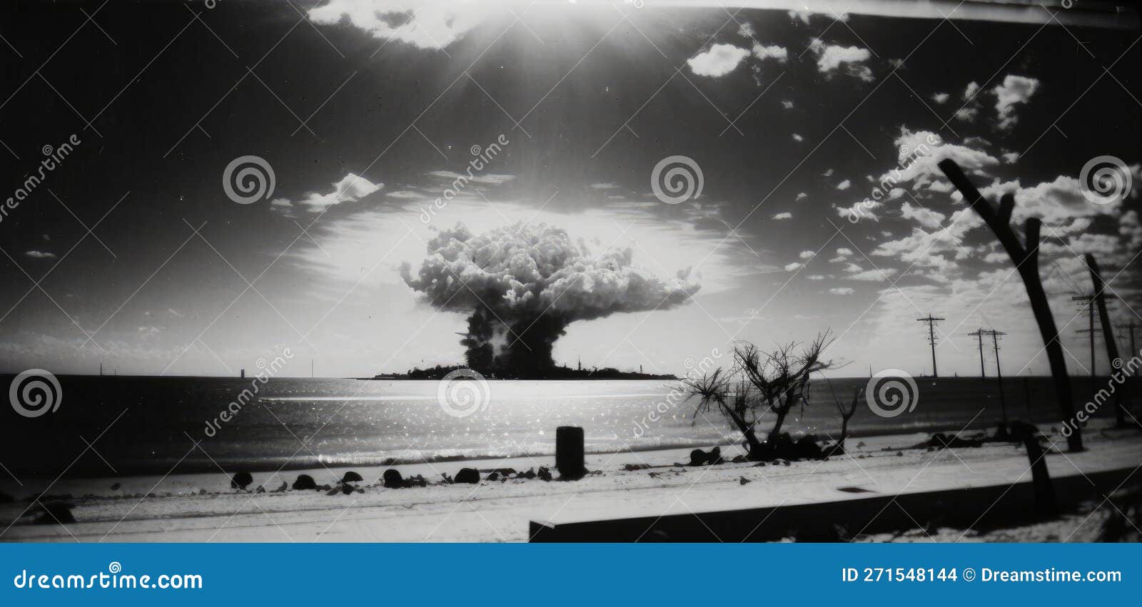 World War Huge Explosion, through a Pinhole Camera Stock Illustration ...