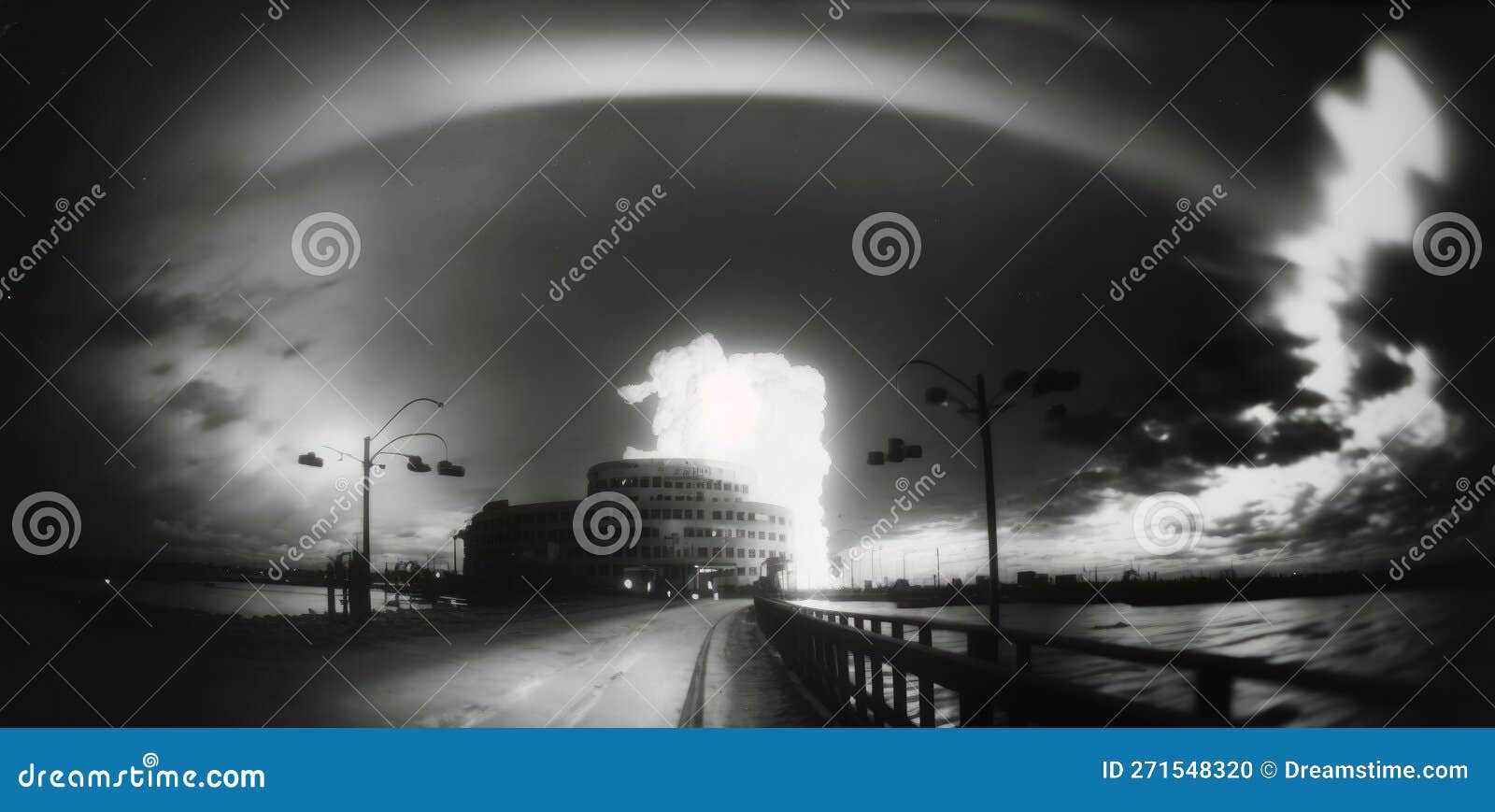 World War Huge Explosion, through a Pinhole Camera Stock Illustration ...