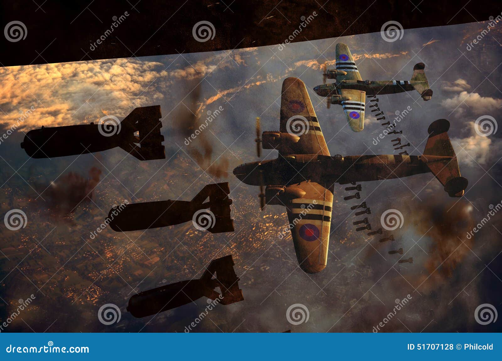 World war II bomb drop stock illustration. Illustration of bomber ...