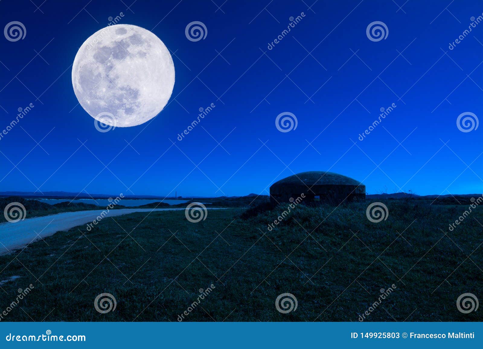 World War Ii Bunker at Night Stock Image - Image of night, moon: 149925803