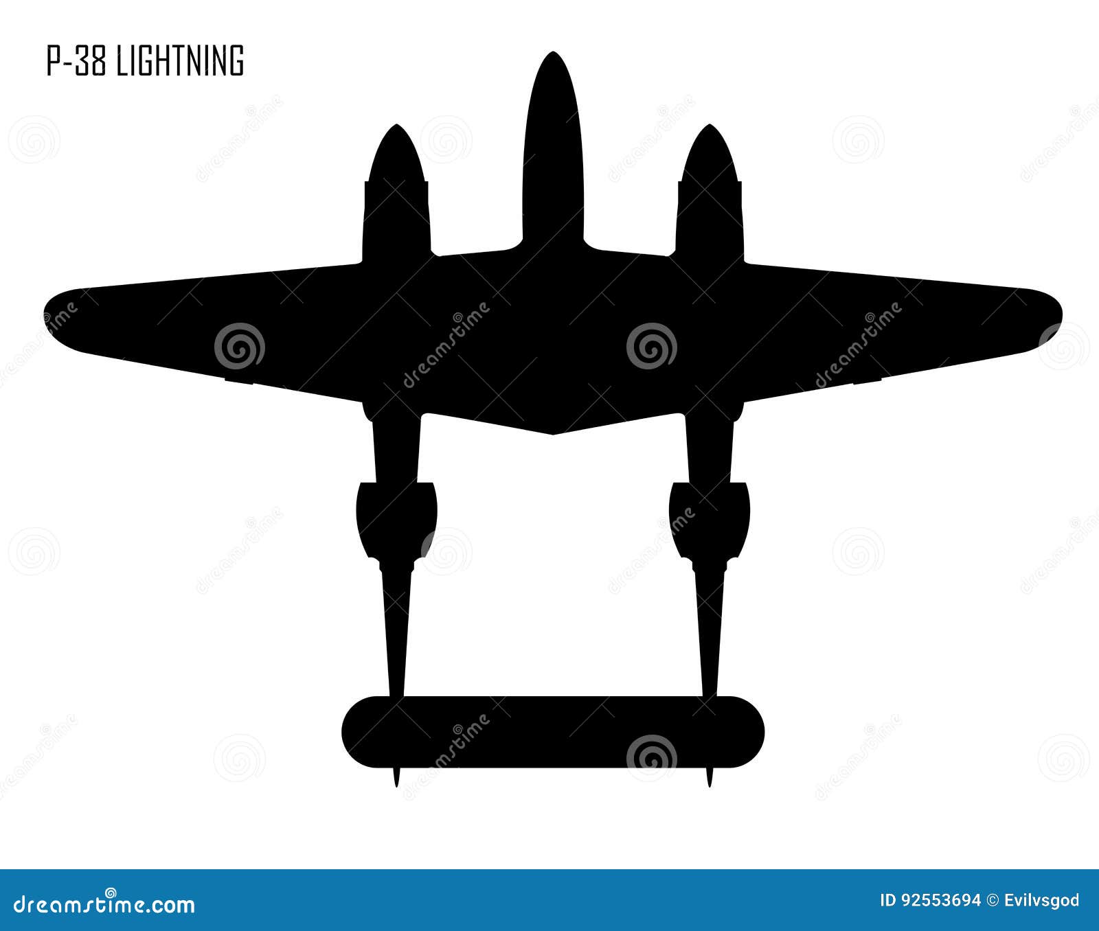 World War Ii Lockheed P 38 Lightning Stock Vector - Illustration of ...