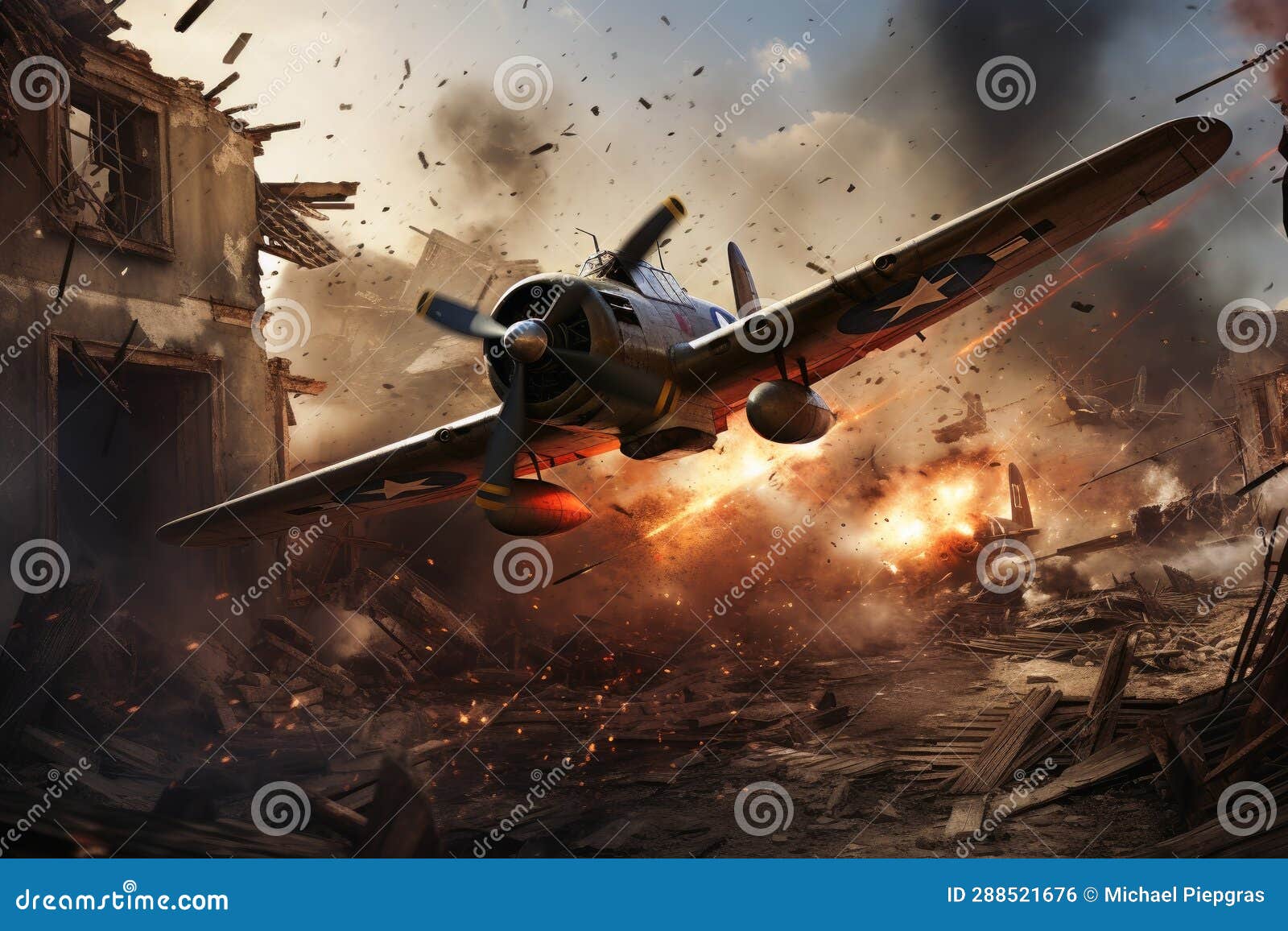 A World War II Plane Fight Scene Stock Illustration - Illustration of ...