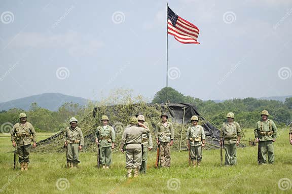 A World War II Reenactment of US Marines Editorial Image - Image of ...