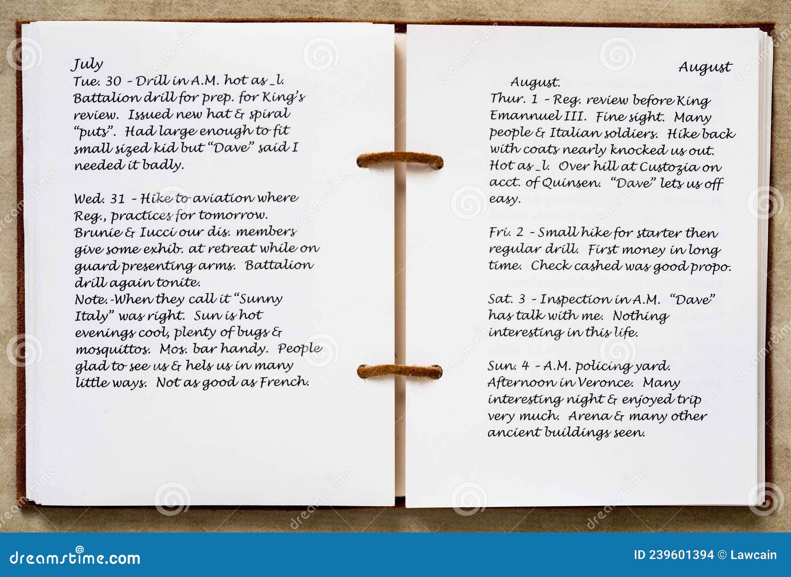 World War One Soldier`s Diary Pages, 16 of 47 Stock Photo - Image of ...