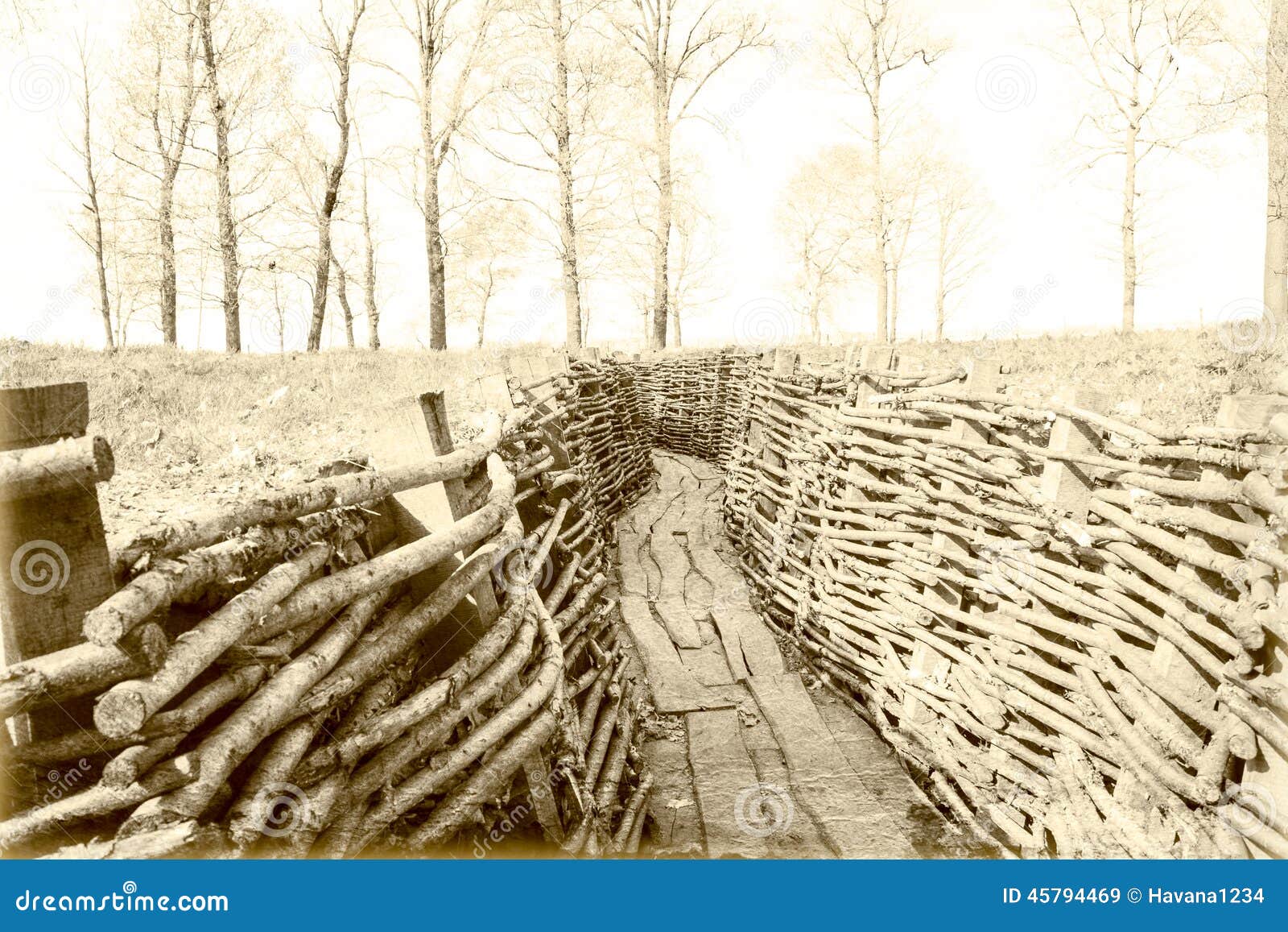 World War One Trench Belgium Flanders. Stock Image - Image of field ...