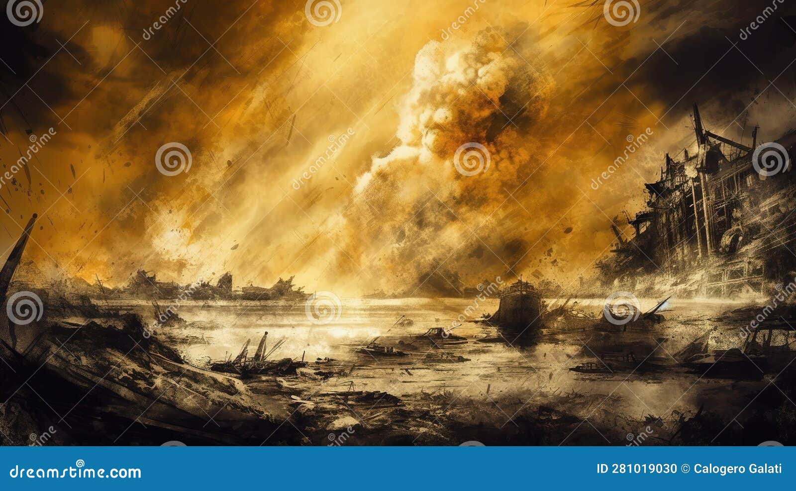The World in War, Sad Artwork, Ai Generated Image Stock Illustration ...