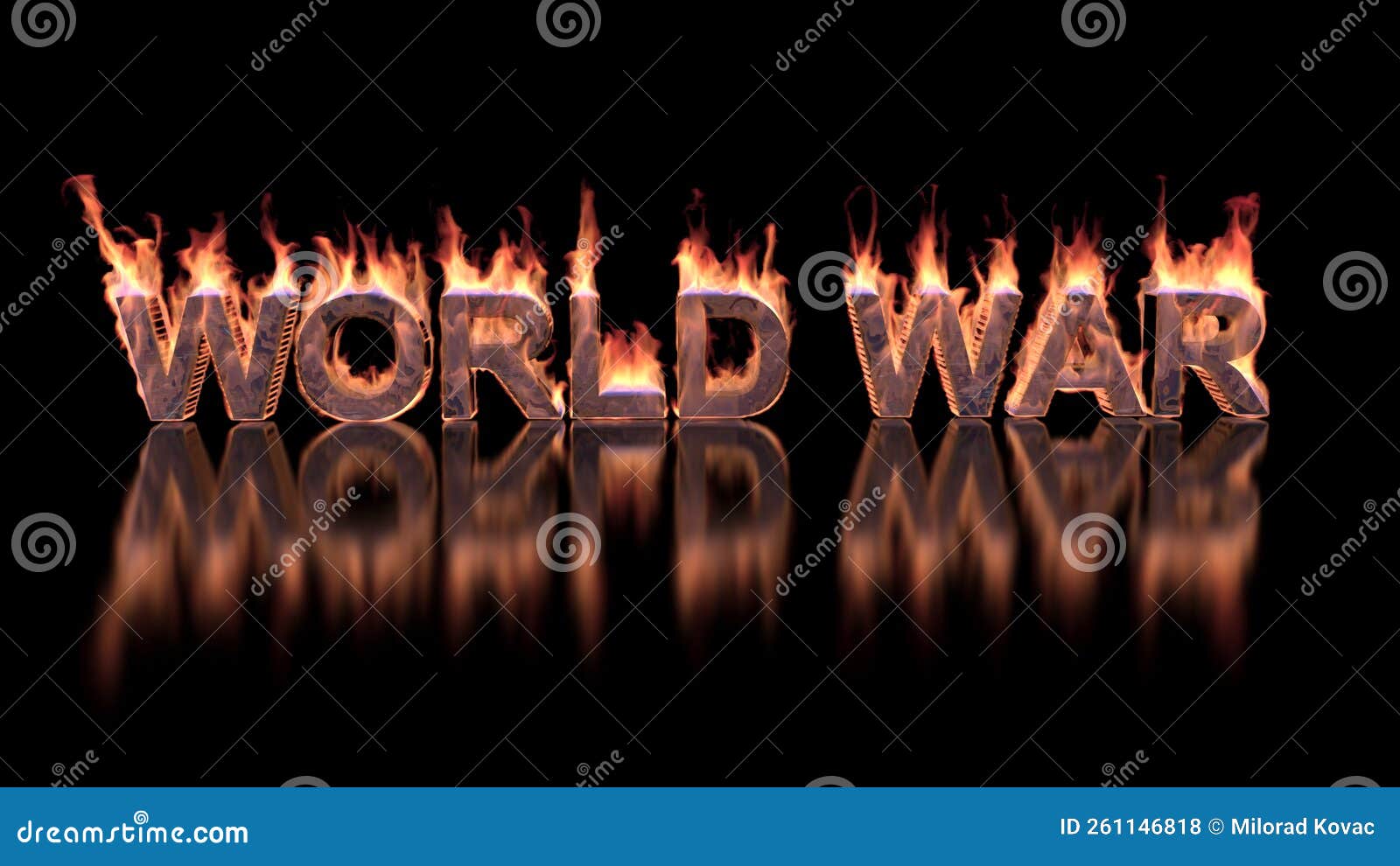 World War - Text Burning in Fire on Glossy Surface Stock Photo - Image ...