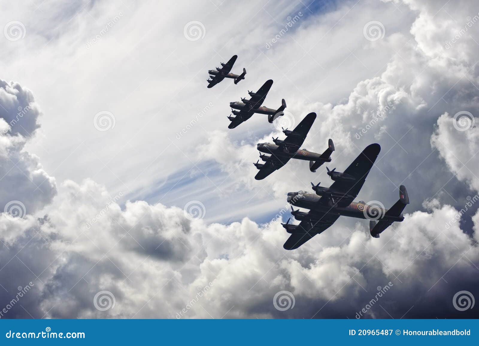 World War Two British Vintage Flight Formation Stock Image - Image of ...