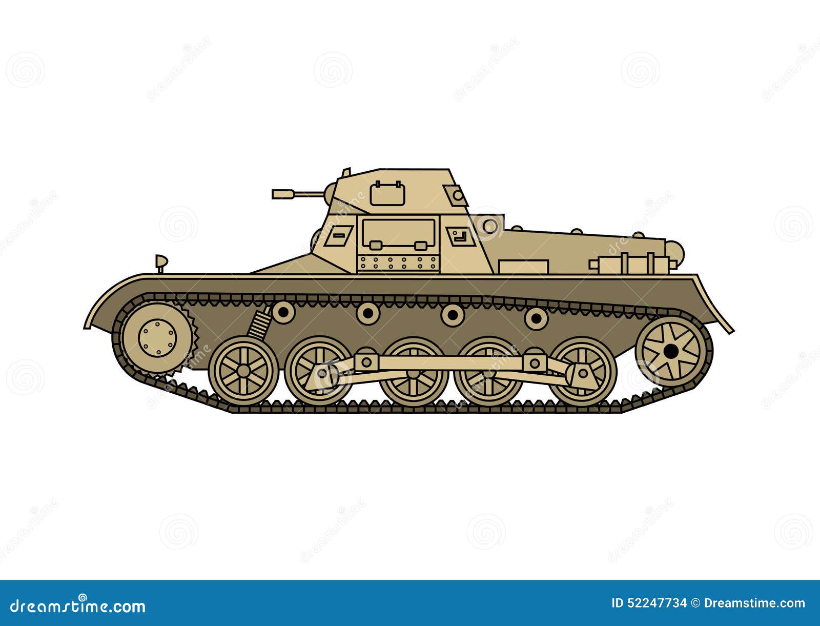 Military Tank Drawing Side View