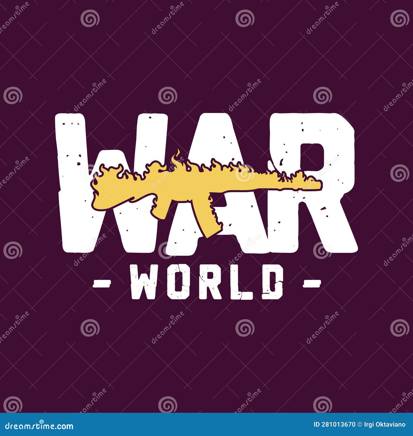 World War Typography Design with Ak-47 Gun Icon Stock Vector ...