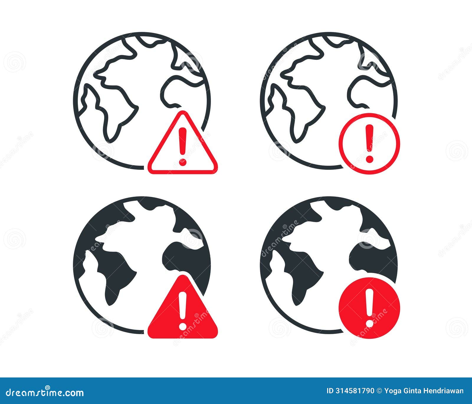 World Warning Icon. Illustration Vector Stock Vector - Illustration of ...